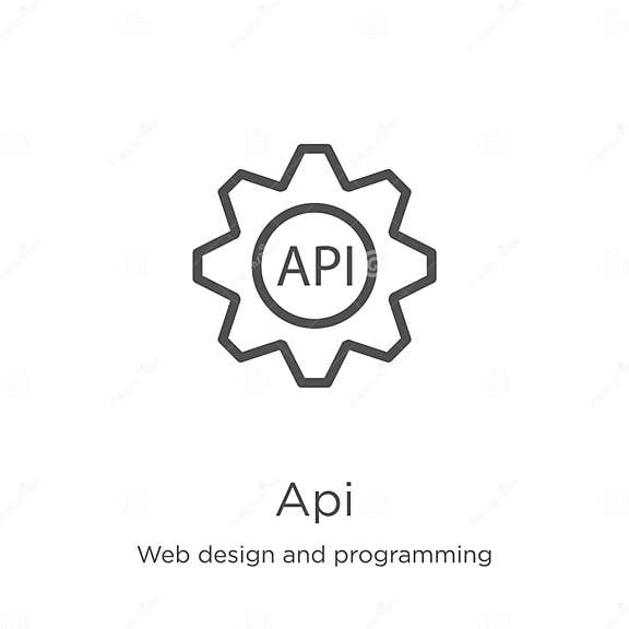 Api Icon Vector from Web Design and Programming Collection. Thin Line Api Outline Icon Vector ...