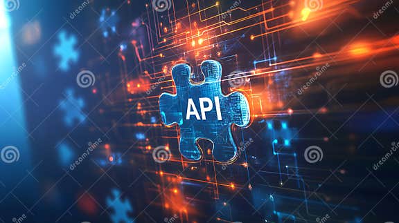 API Integration Concept with Puzzle Piece and Tech Background Stock ...