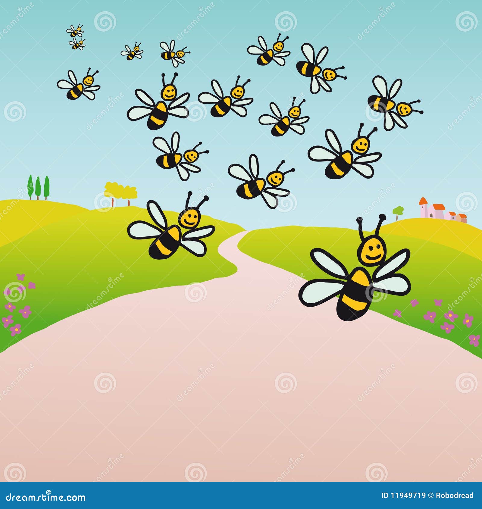 Api Nella Campagna (vettore) Illustrazione Vettoriale - Illustrazione ...