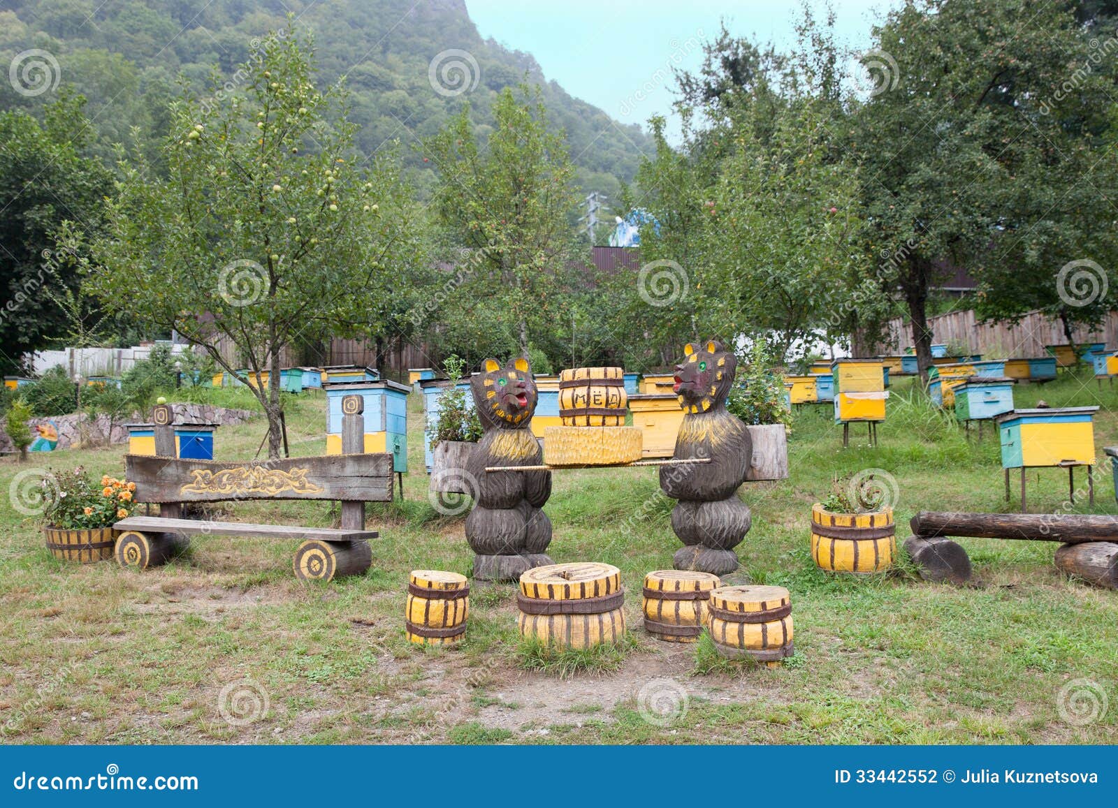 Apiary in Apple Tree Garden Stock Photo - Image of meadow, sunny: 33442552