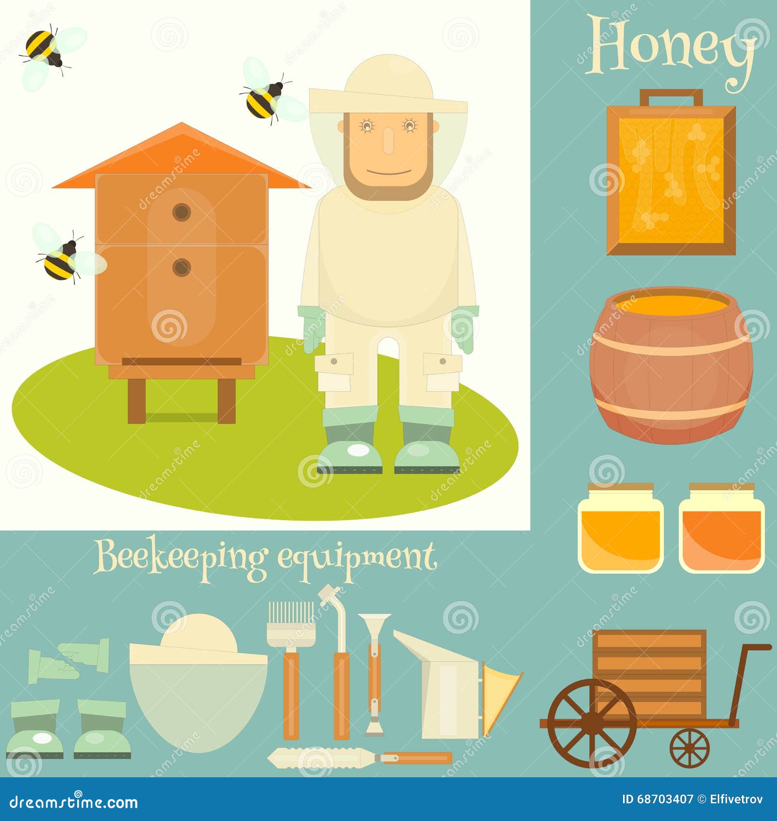 Apiary Beekeeper Cartoon Vector | CartoonDealer.com #68703407