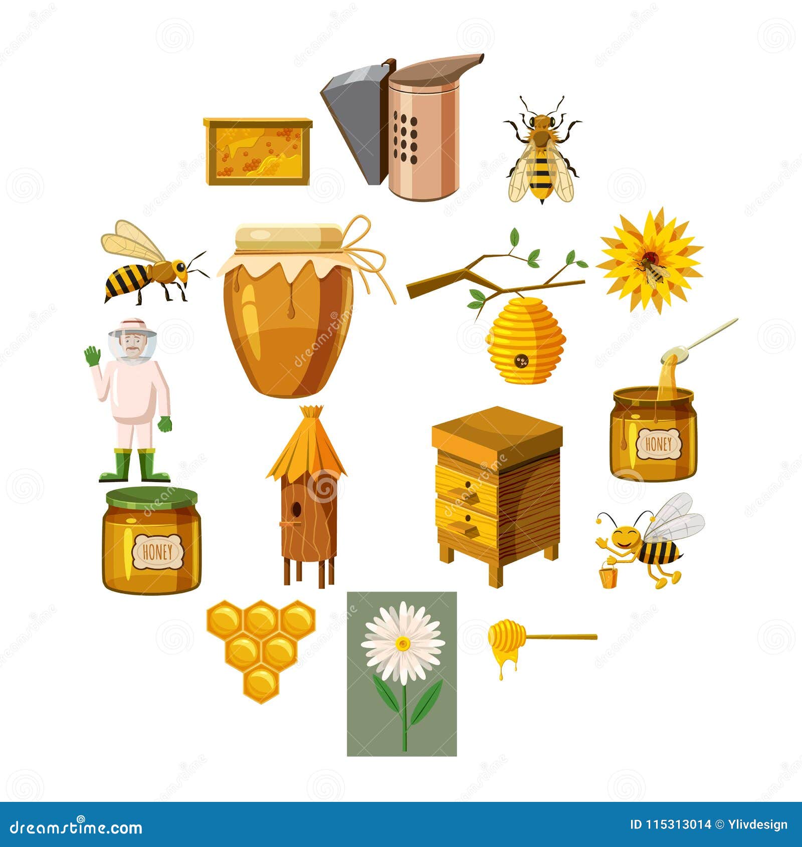 Apiary Icons Set, Cartoon Style Stock Vector - Illustration of ... Apiary Icons Set, Cartoon Style Stock Vector - Illustration of ...