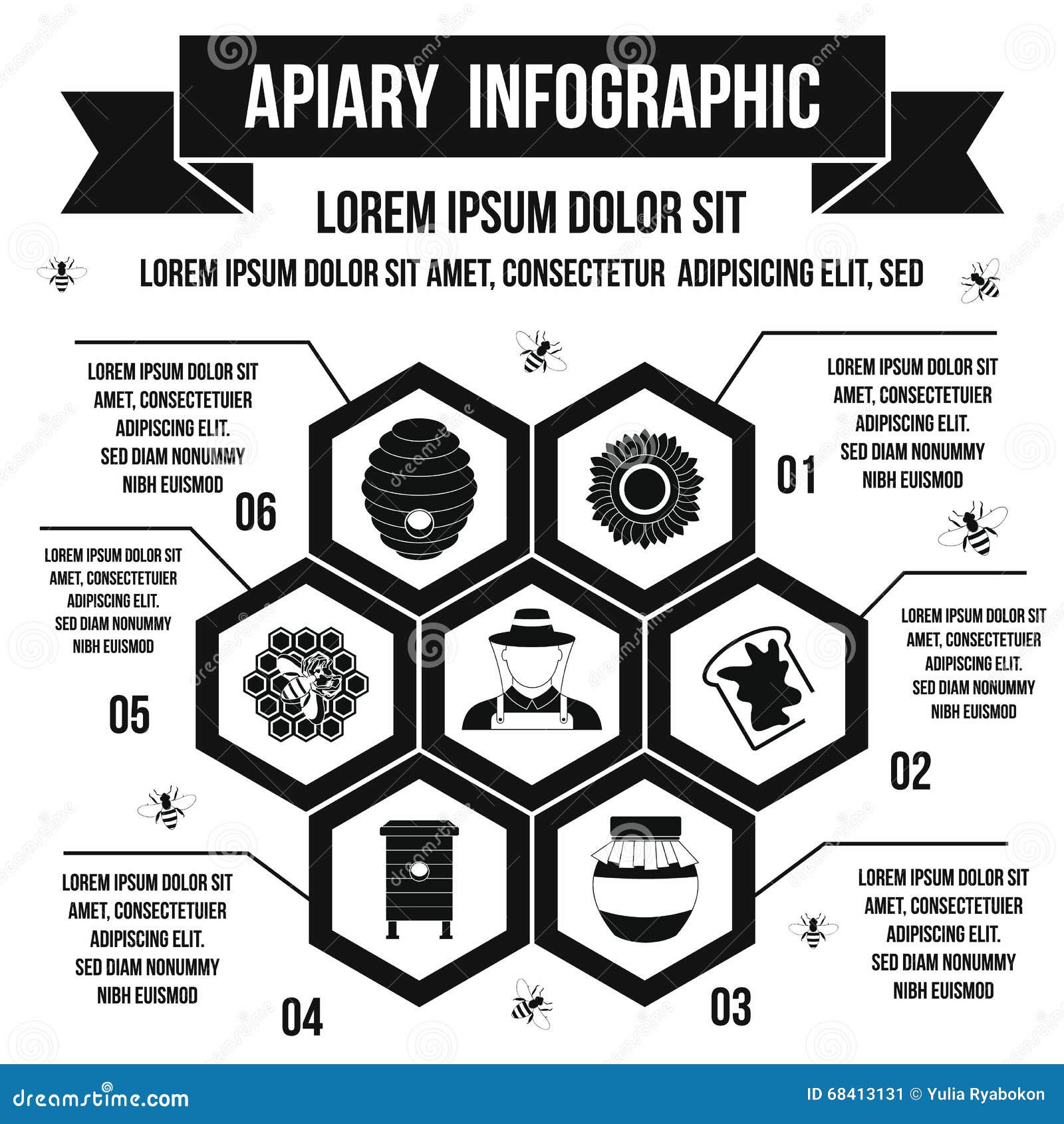 Apiary Infographic, Simple Style Stock Vector - Illustration of hive ...