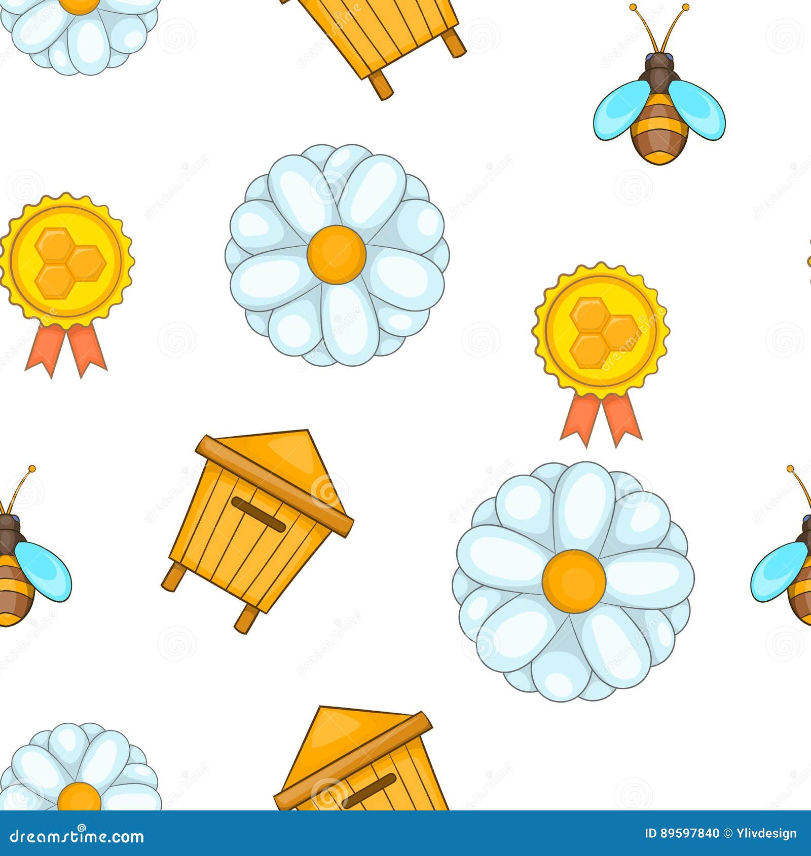 Apiary Pattern, Cartoon Style Stock Vector - Illustration of honeybee ...