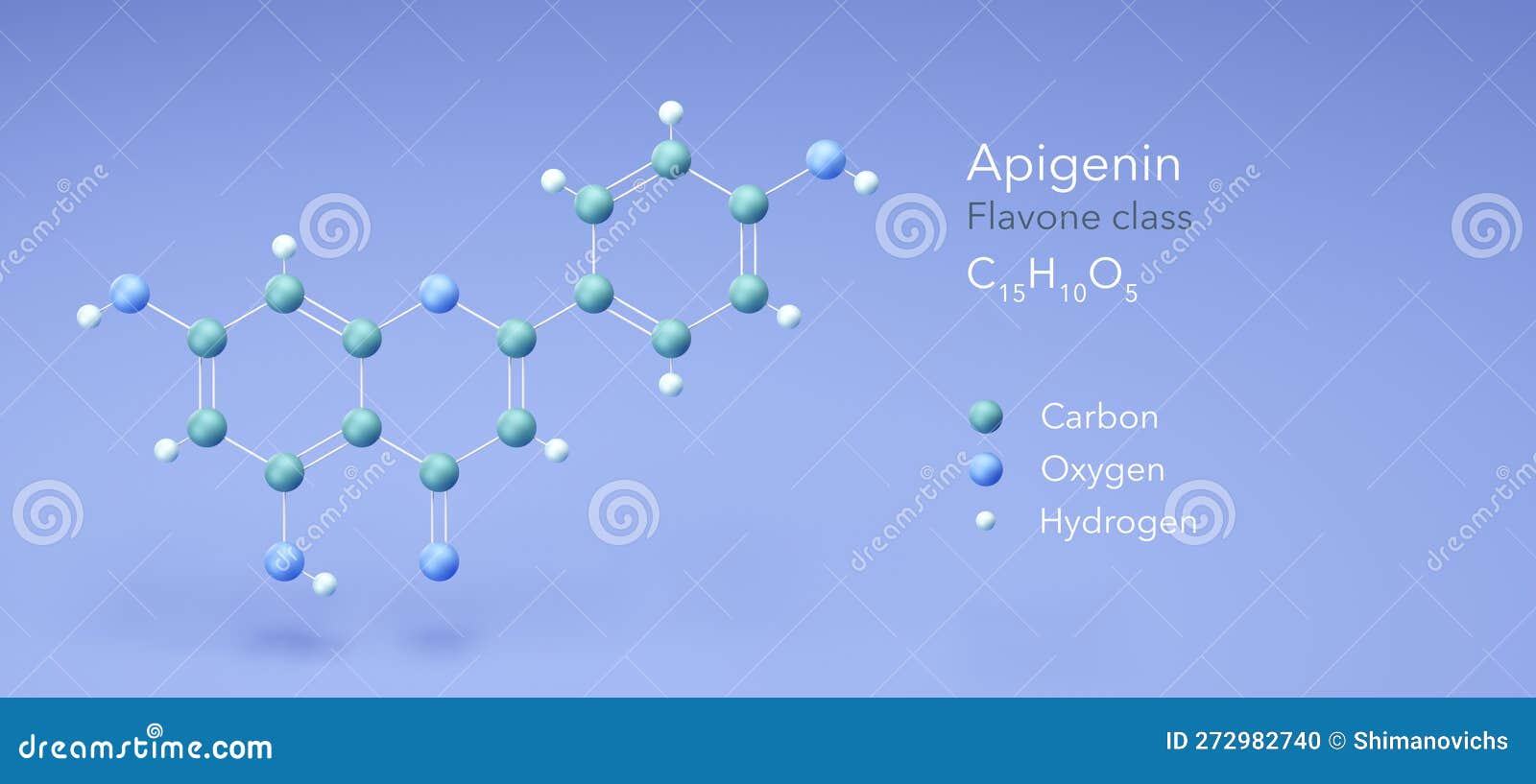 Apigenin Molecule, Molecular Structures, Flavone, 3d Model, Structural ...