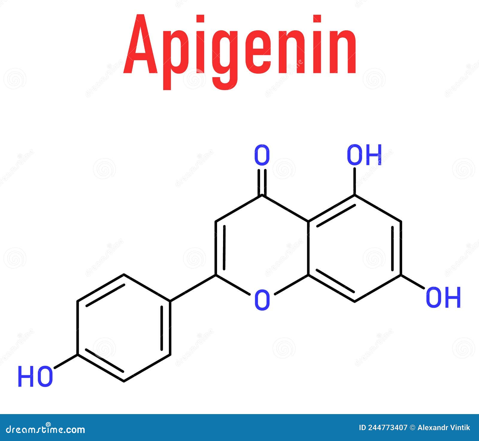 Apigenin Yellow Herbal Dye Molecule. Skeletal Formula. Cartoon Vector ...