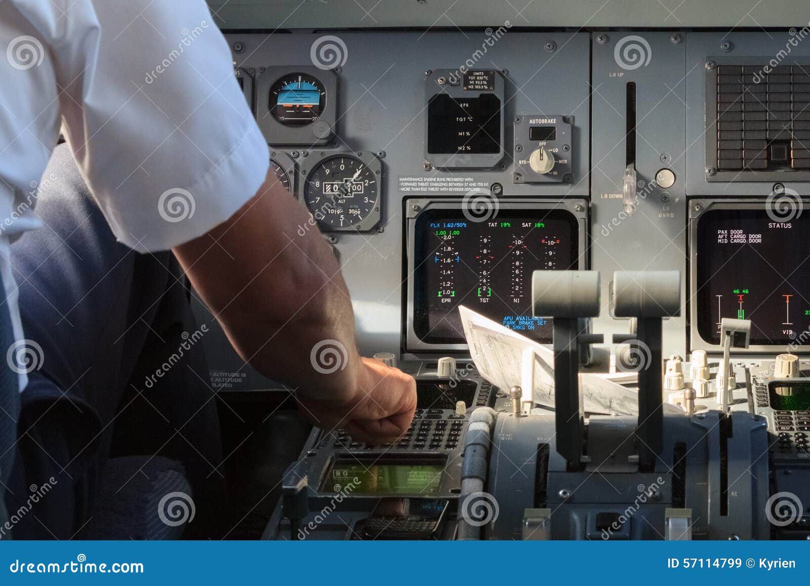 Apilot Checking Instruments in a Plane Cockpit Stock Image - Image of ...