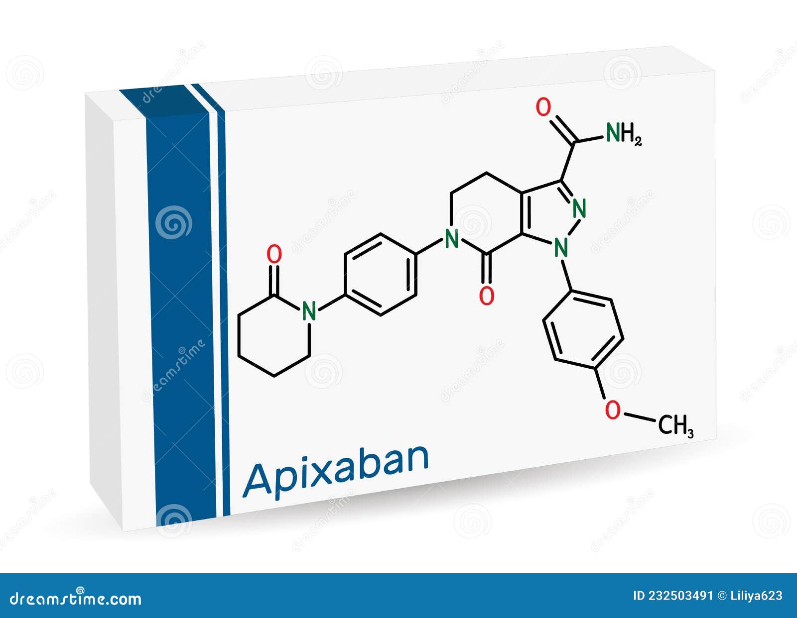 Apixaban Anticoagulant Drug Molecule Direct FXa Inhibitor. Skeletal ...