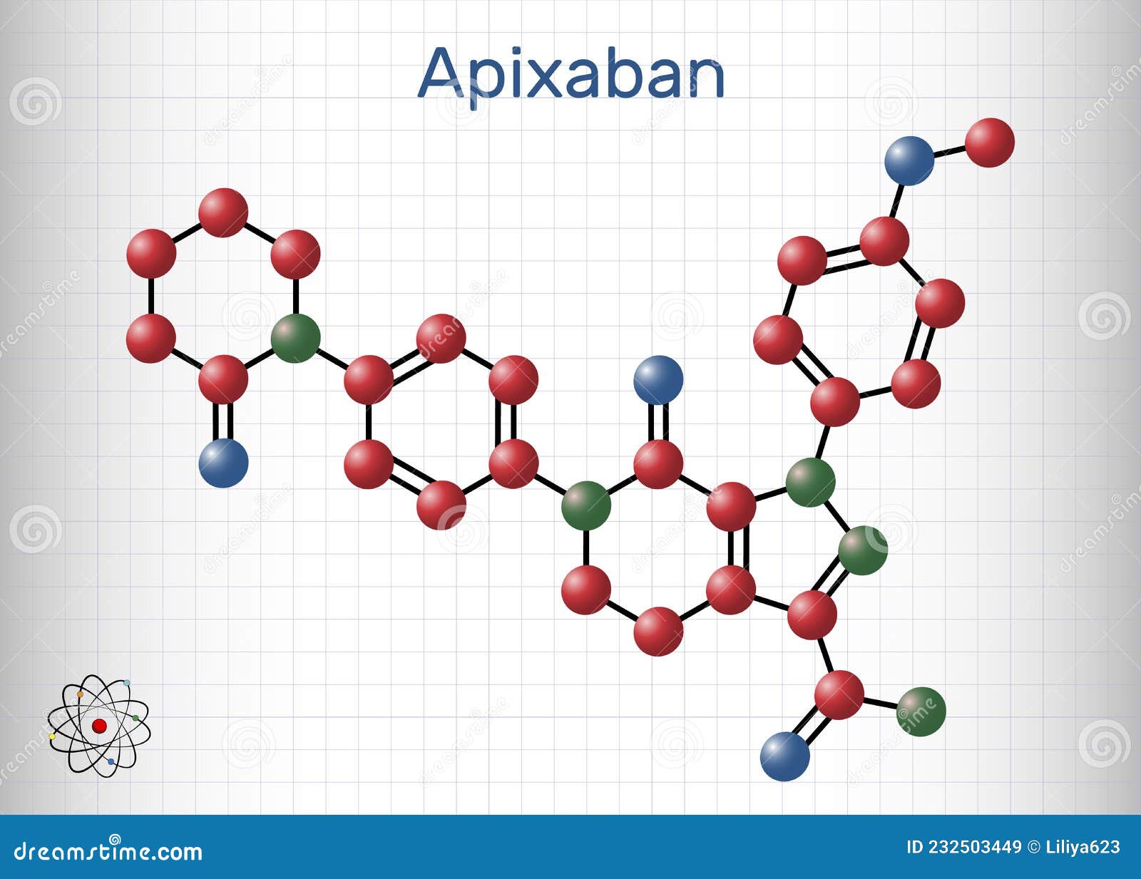 Apixaban Anticoagulant Drug Molecule Direct FXa Inhibitor. Skeletal ...