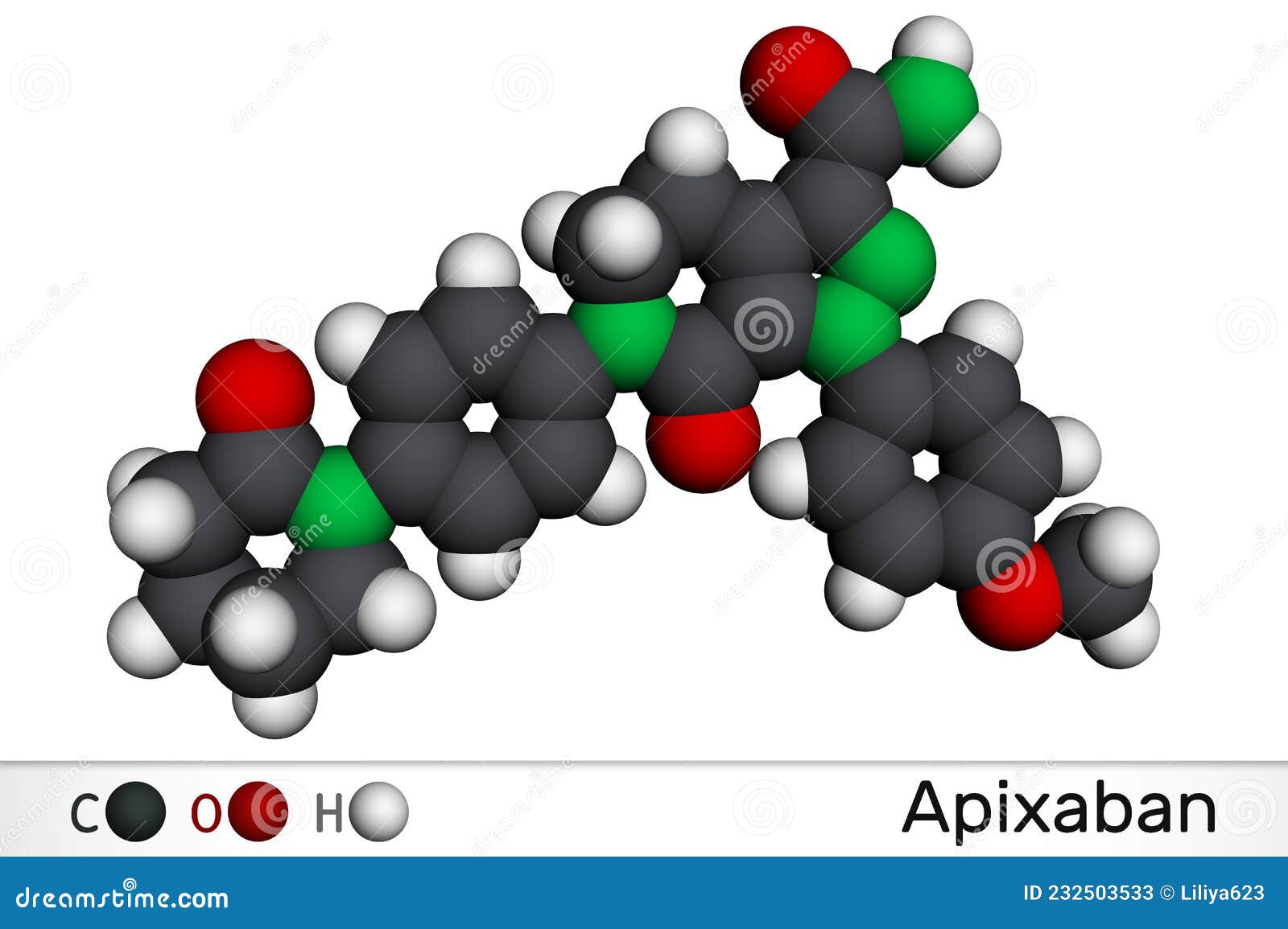 Apixaban Anticoagulant Drug Molecule Direct FXa Inhibitor. Skeletal ...