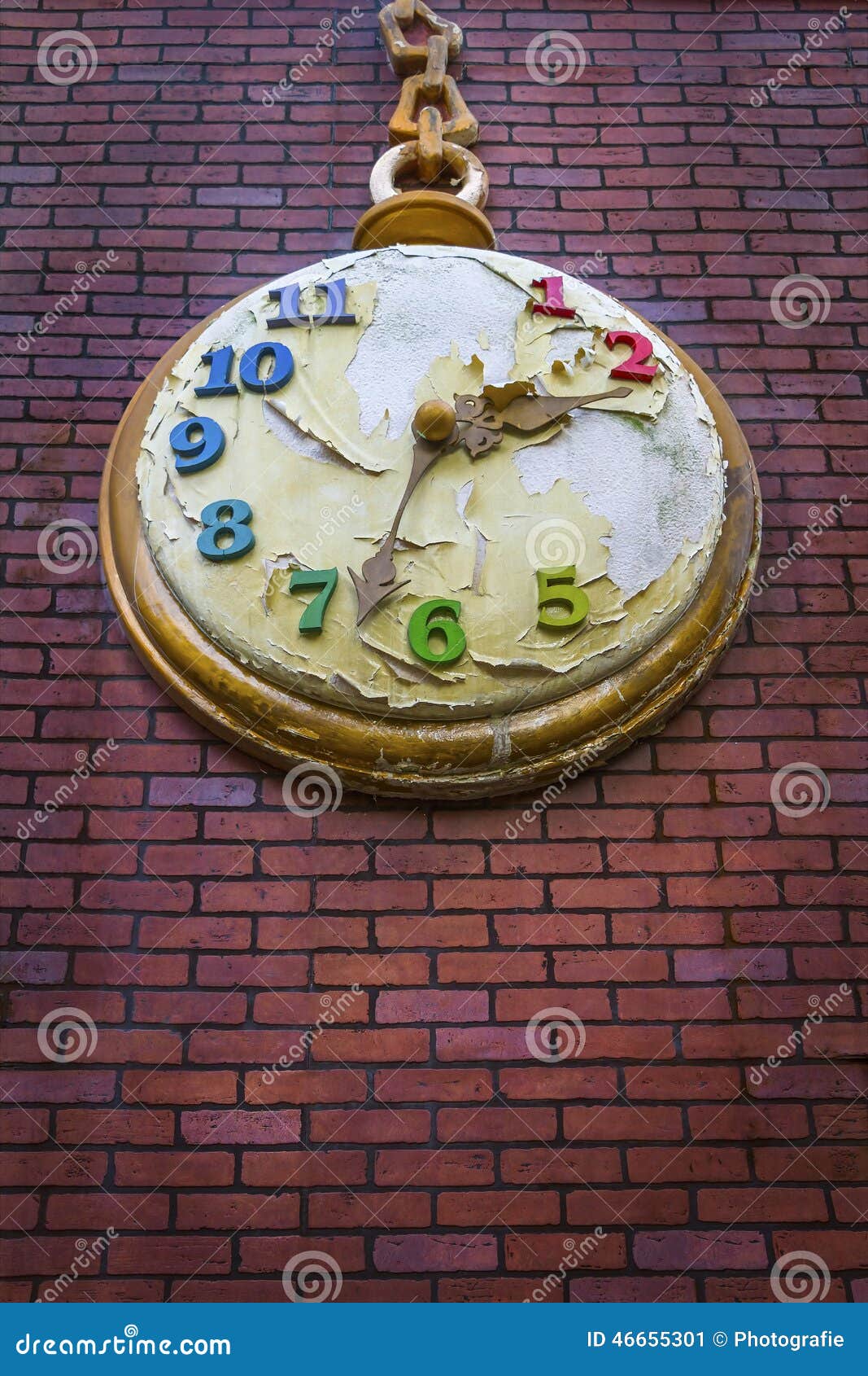 Apocalypse Concept - Decorative Pocket Clock on a Red Bricks Wall with ...