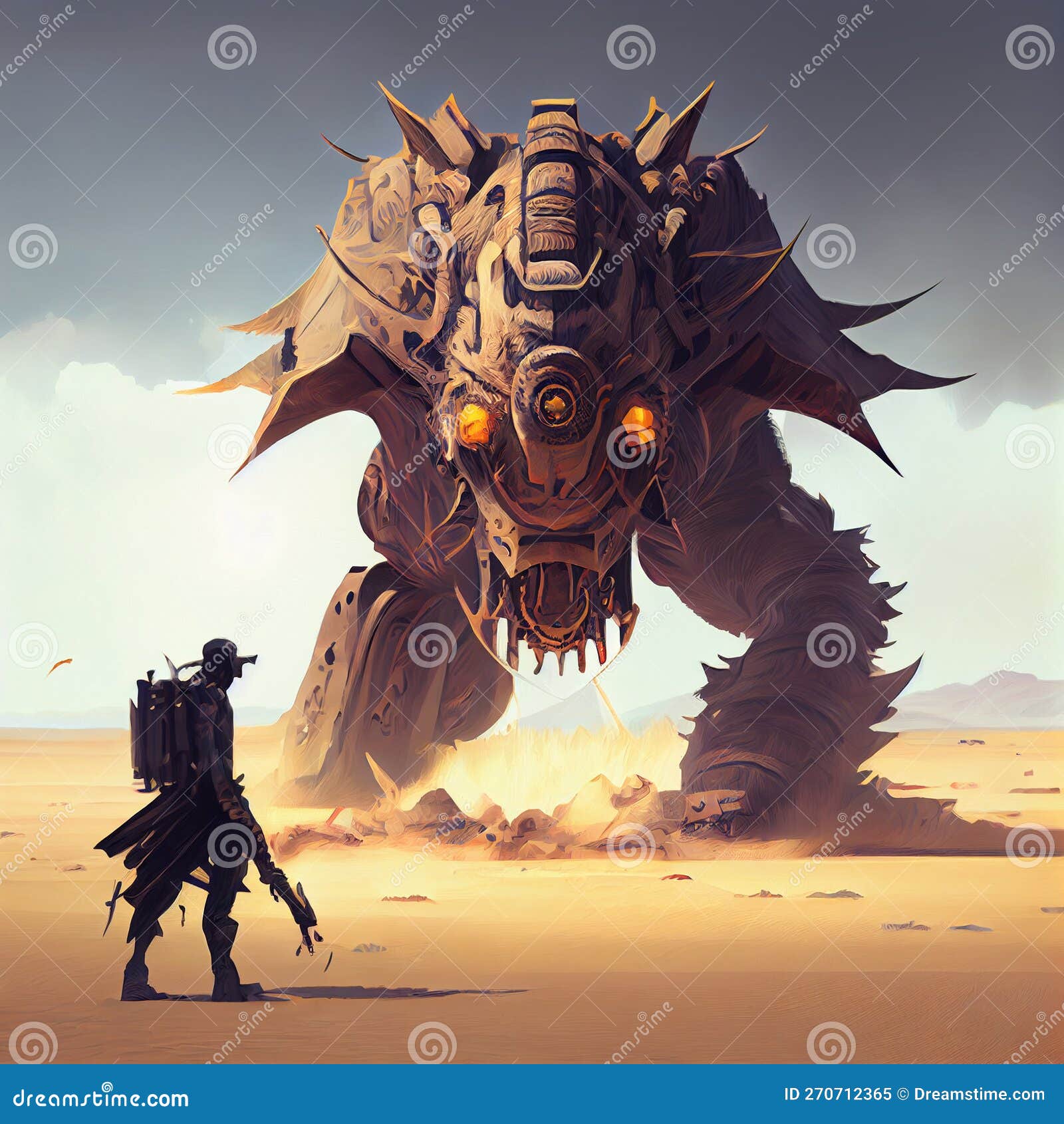 Giant Mechanical Monster In Dystopian Battlefield Royalty-Free Stock ...