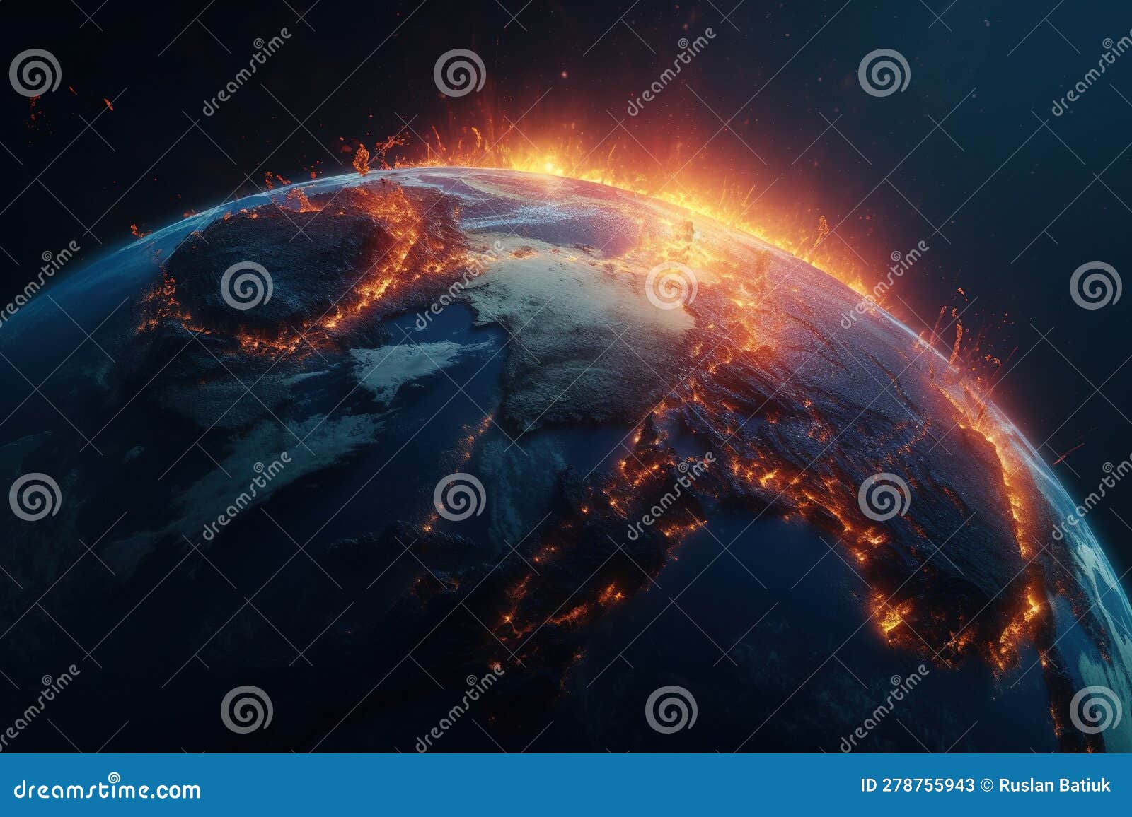 Apocalypse, Fire and Melting of Planet Earth. Global Warming of the ...