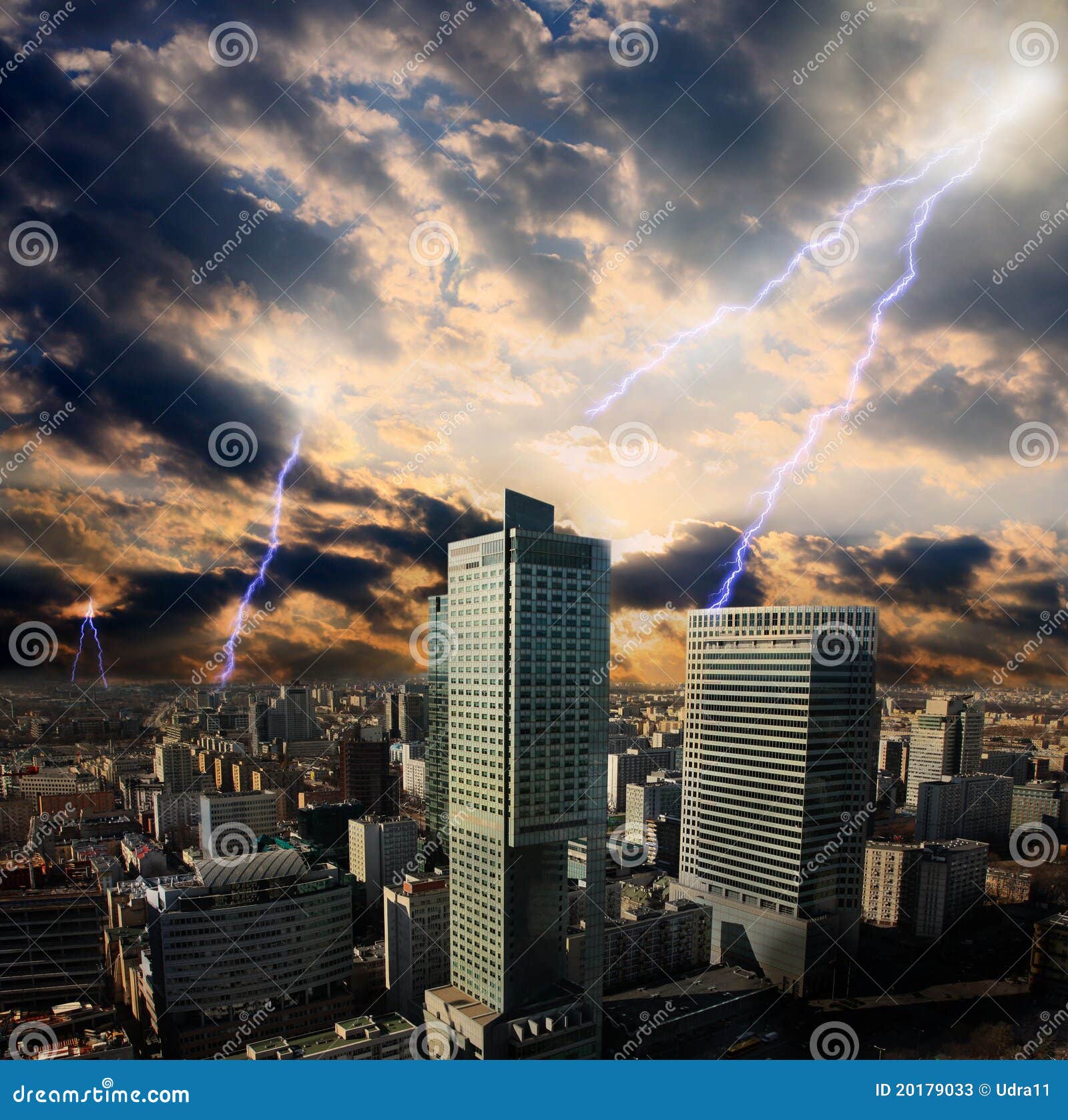 Apocalypse Lightning Storm in the City Stock Illustration ...