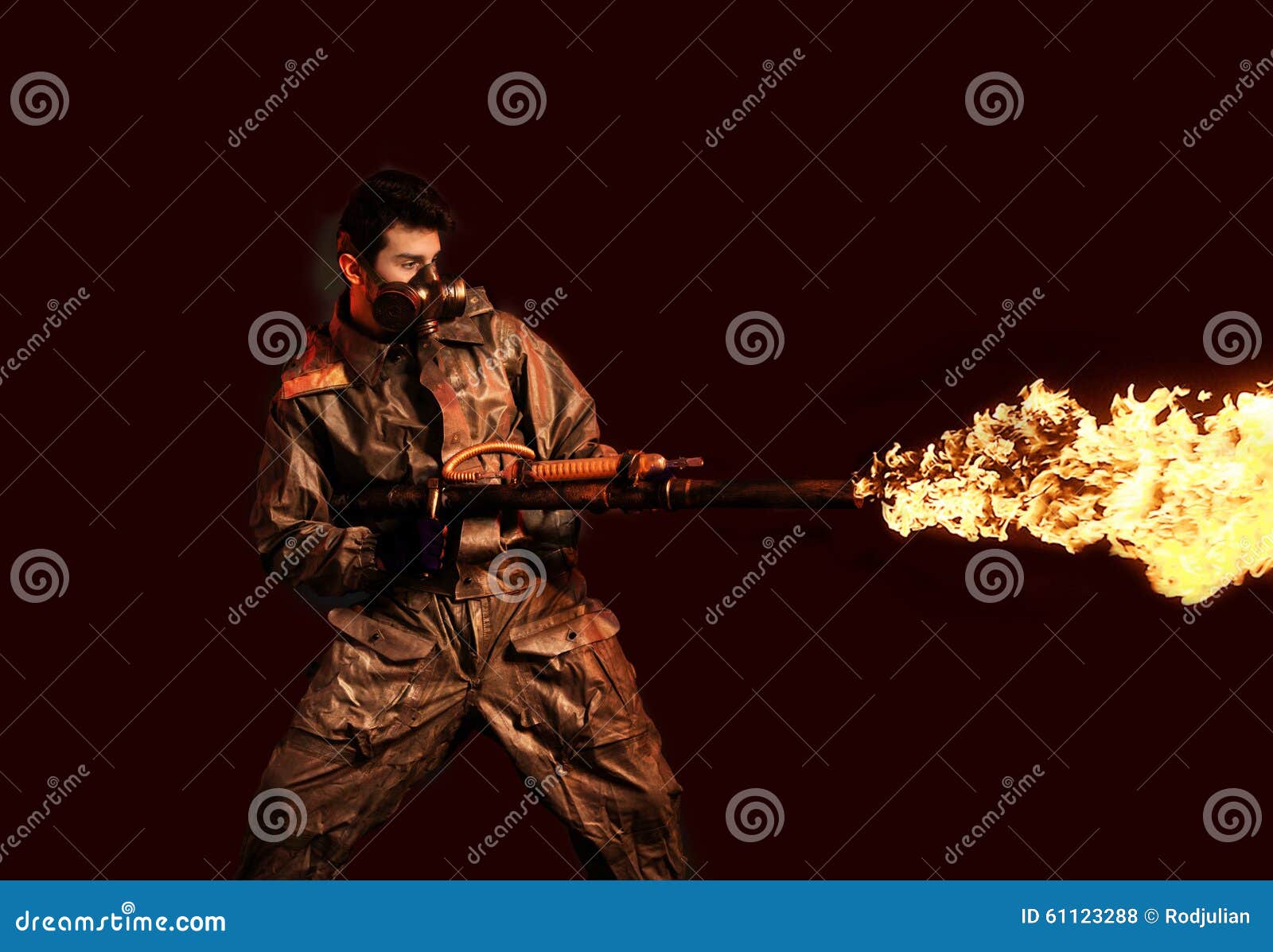 Apocalypse Soldier with Flamethrower Stock Photo - Image of ...
