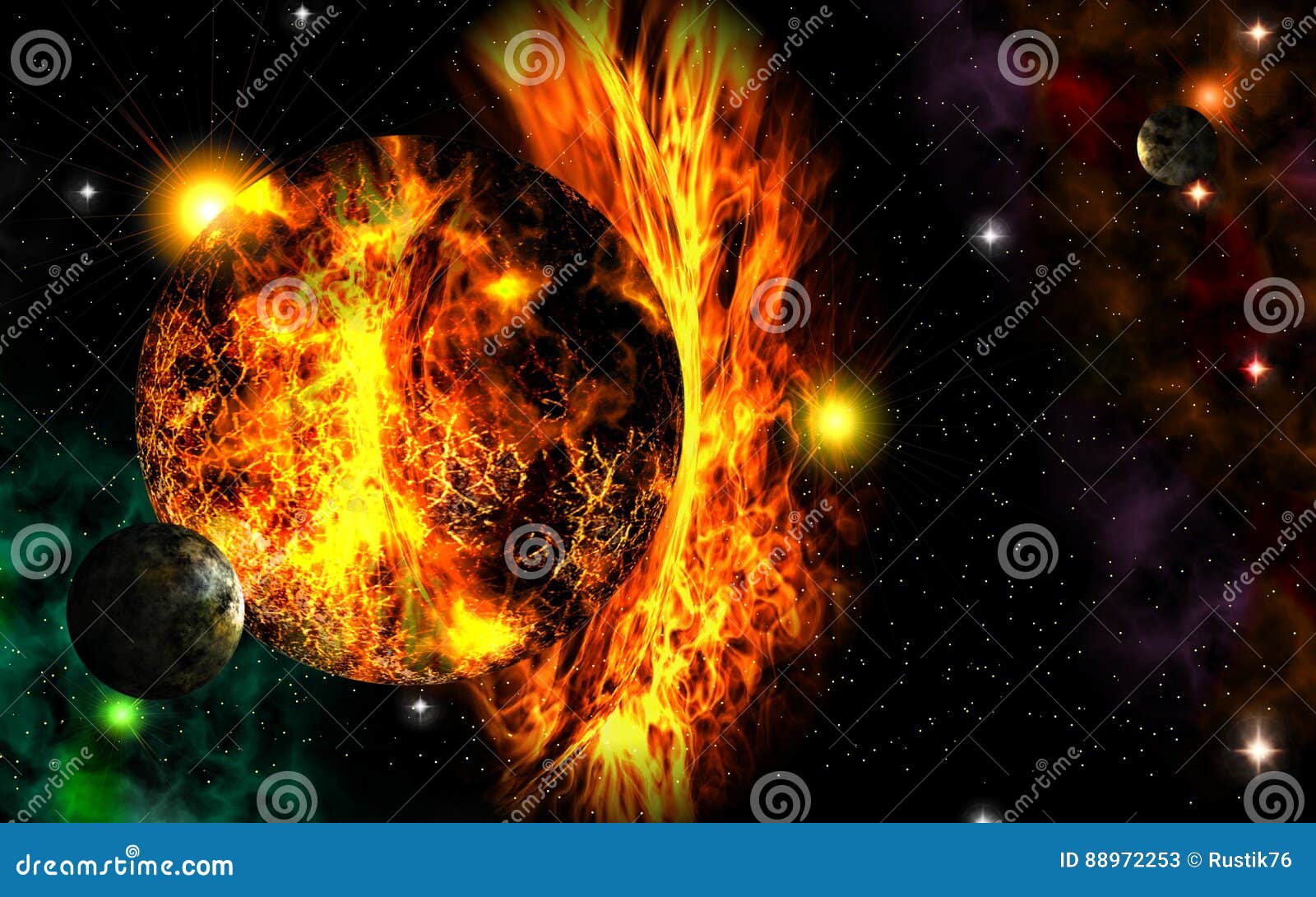 Apocalypse in space. stock illustration. Illustration of light - 88972253