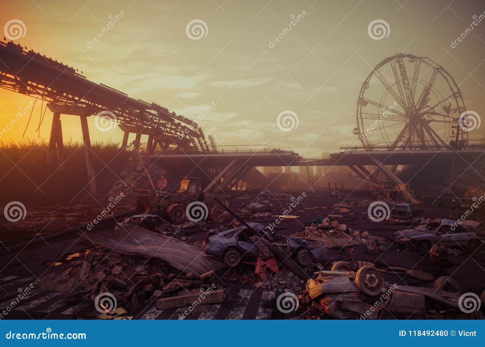 Apocalypse Sunset Landscape. Royalty-Free Stock Image | CartoonDealer ...