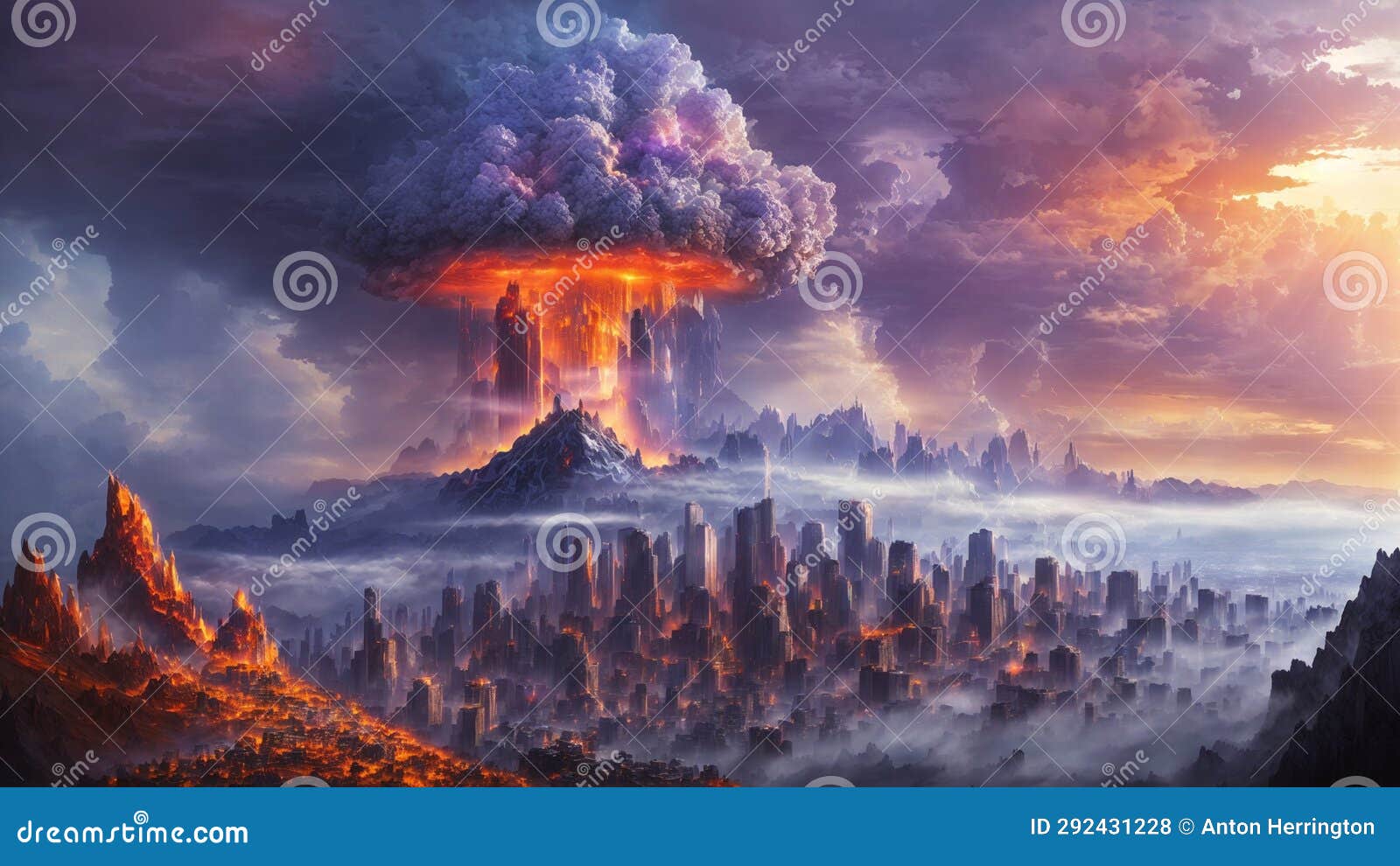 Apocalypse Unleashed: Atomic Mushroom Cloud and Scorched Earth Stock ...