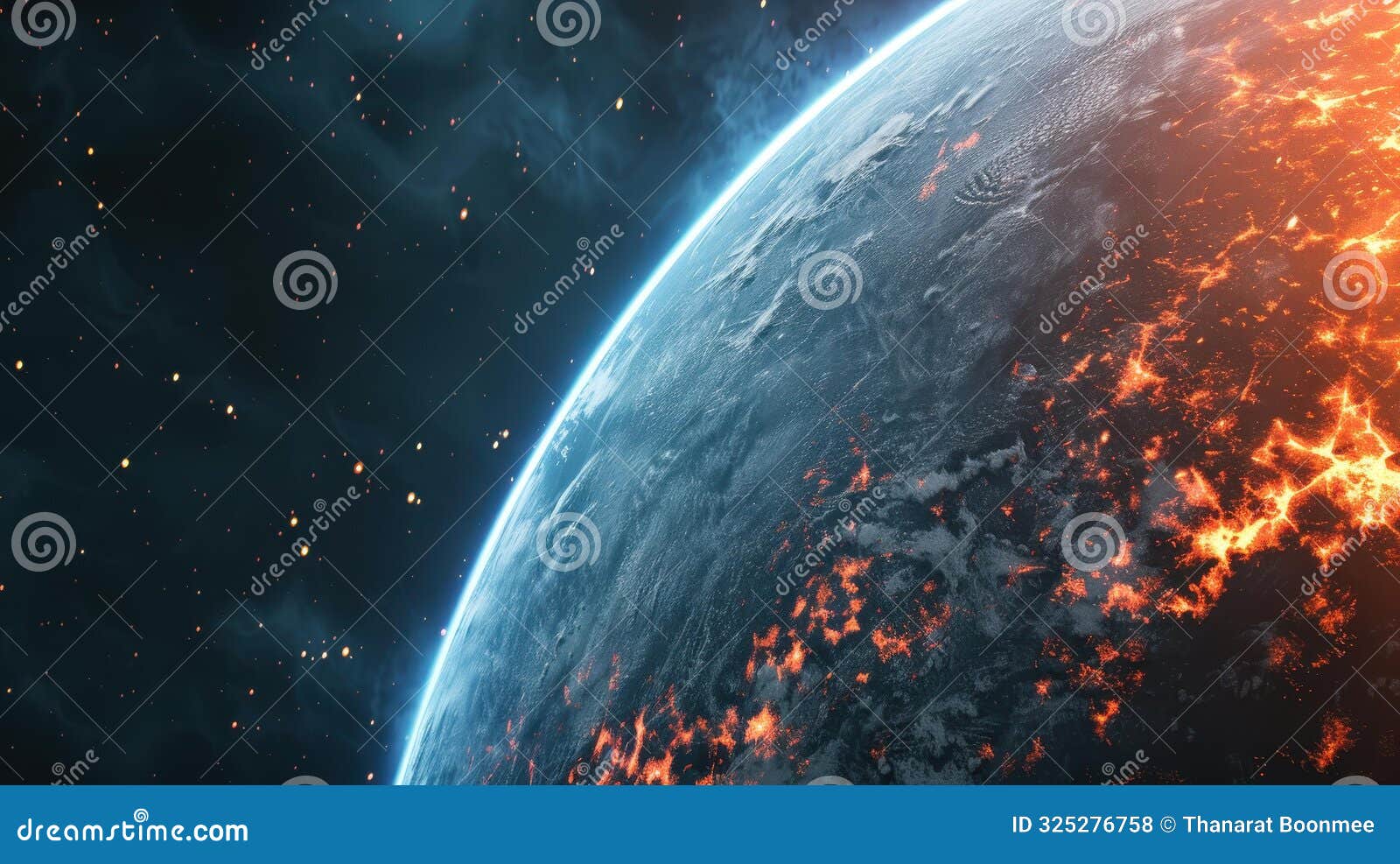 Apocalyptic Background of a Burning, Exploding Planet. Image Elements ...