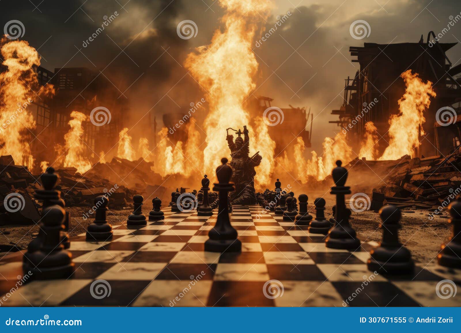 Apocalyptic Chess Game with Intense Flames Stock Image - Image of heat ...