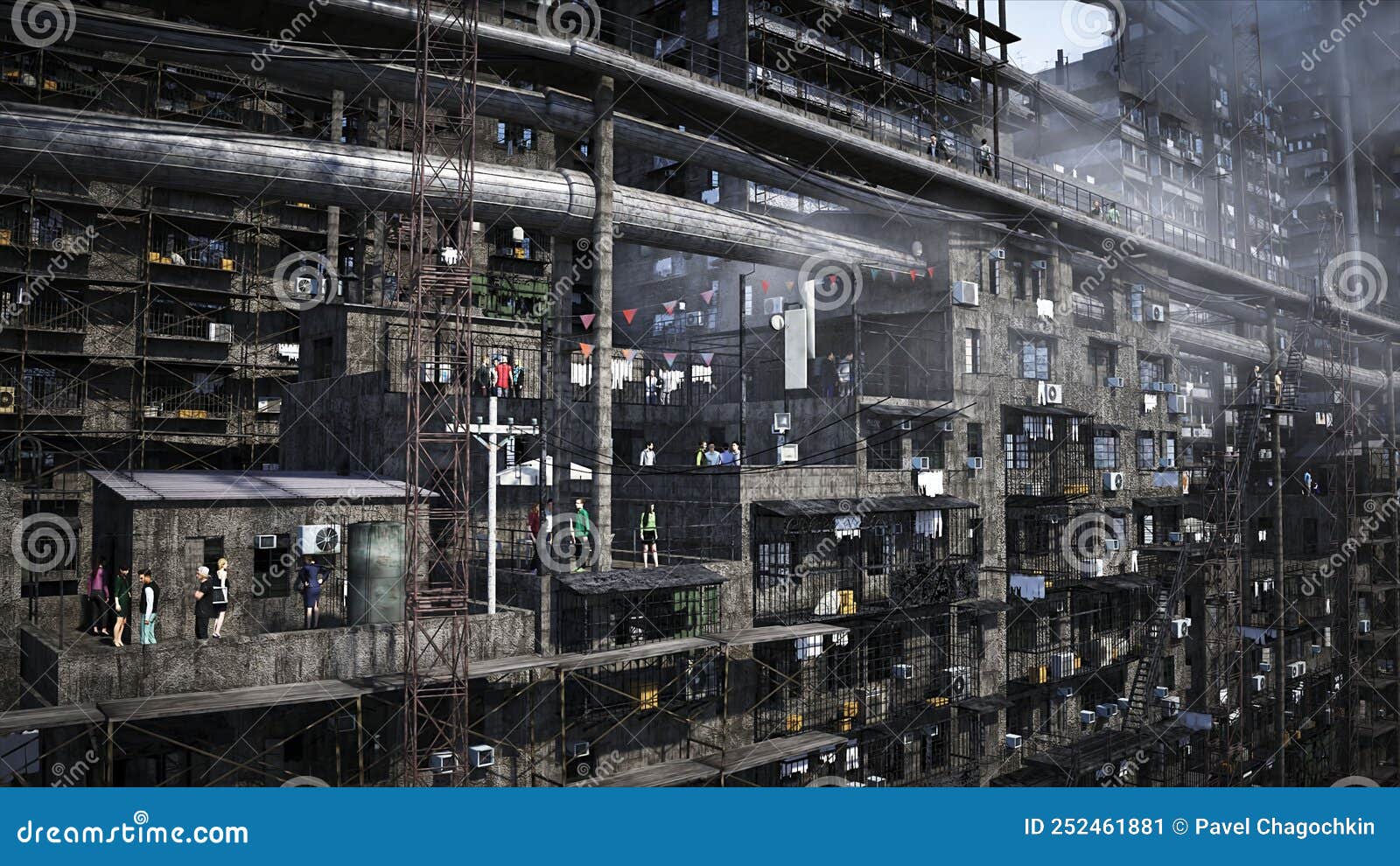 Apocalyptic City Build. Overpopulation Problem. Realistic 4k Animation ...