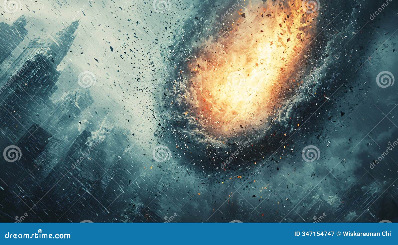 Apocalyptic City Destruction Fiery Explosion Debris Disaster AI ...