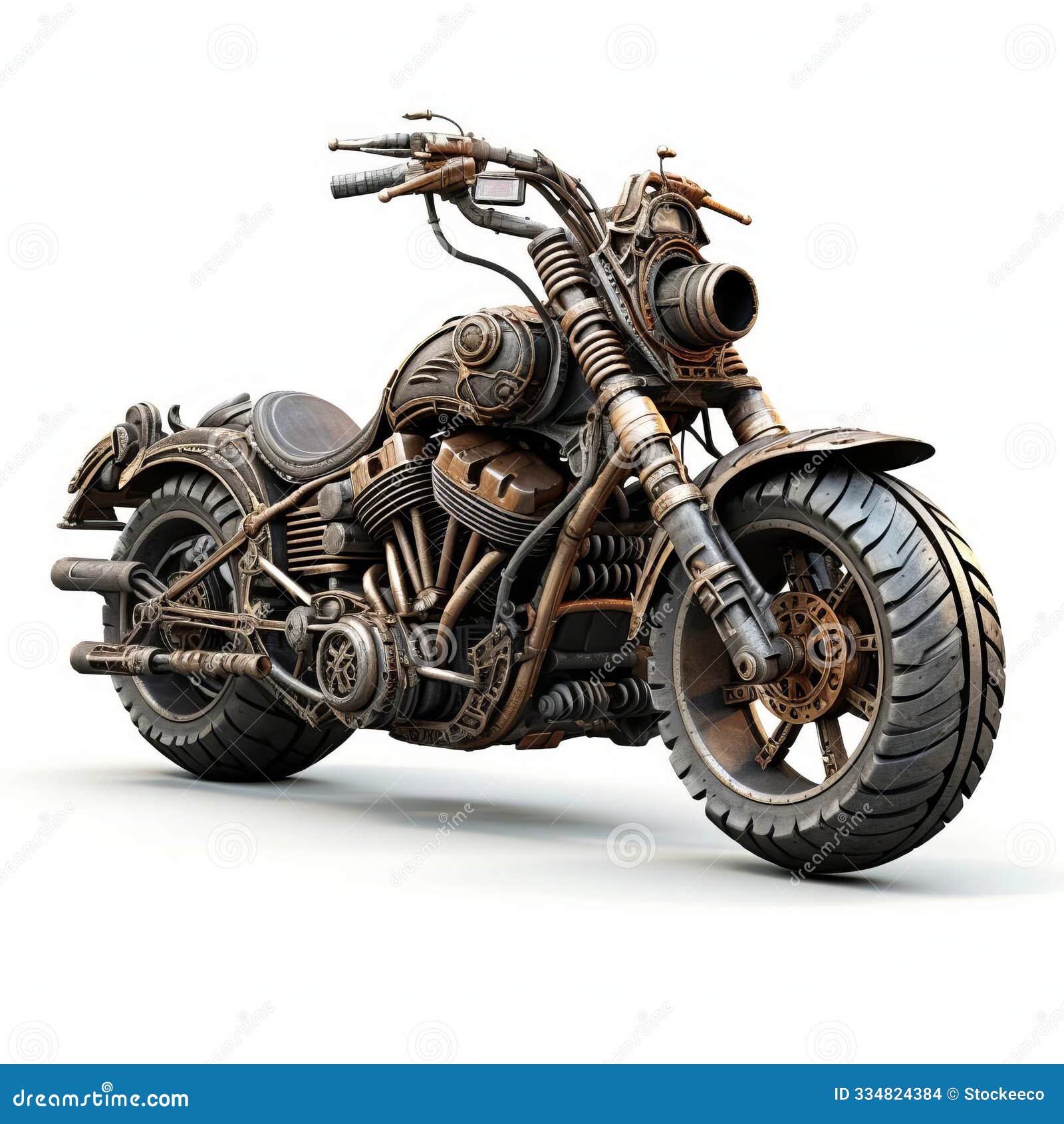 Apocalyptic 3d Motorcycle on Isolated White Background Image Stock ...