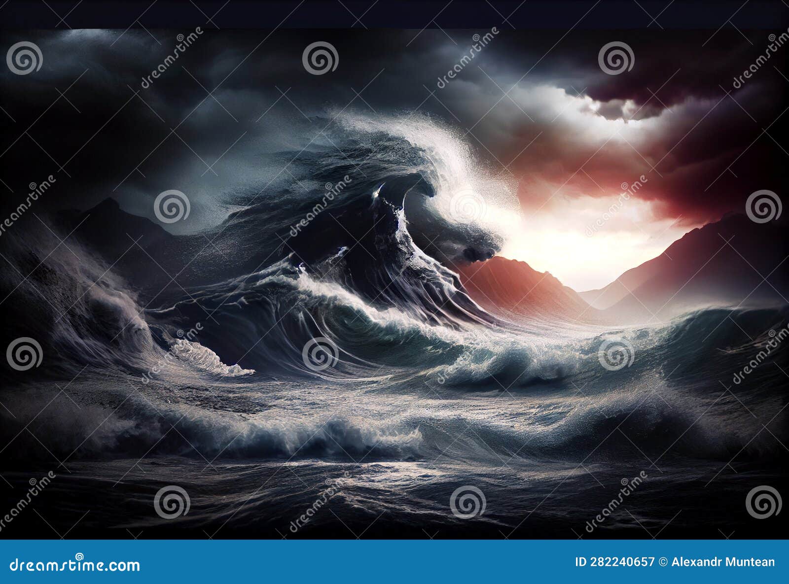 Tsunami Waves. Water Tide Abstract Background .Blue Water Background ...
