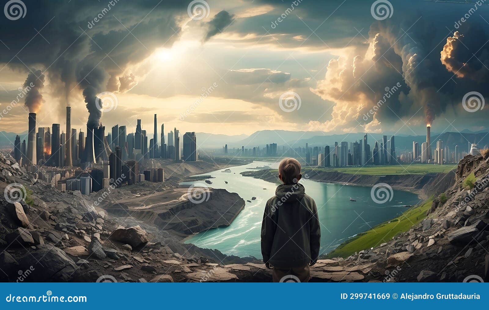 Apocalyptic future earth stock image. Image of river - 299741669