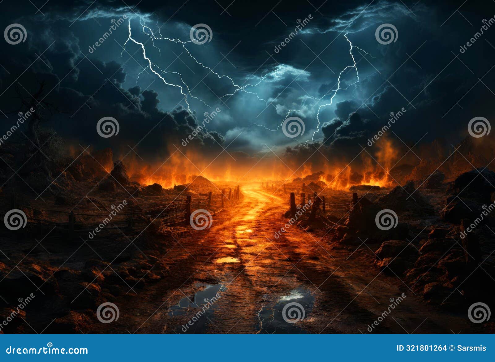 A Dramatic Lightning Strike Over The African Savannah Stock Photography ...