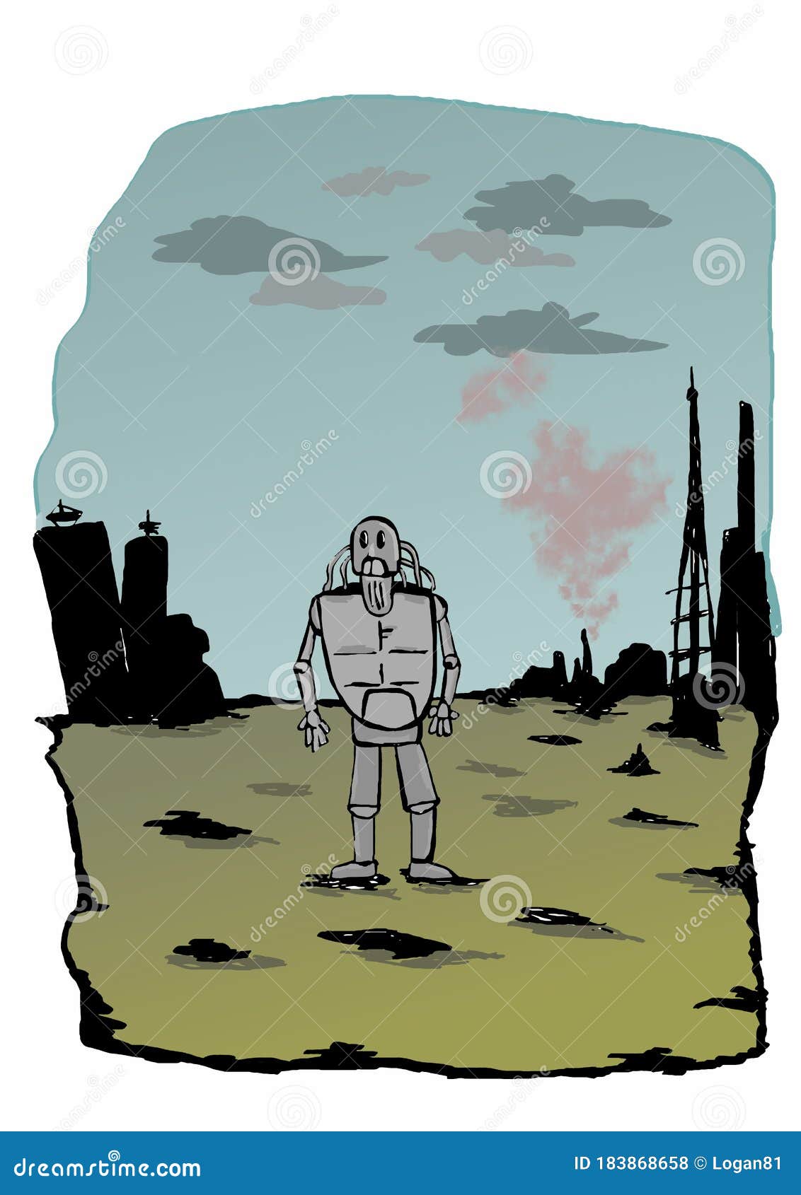 Apocalyptic Landscape Royalty-Free Illustration | CartoonDealer.com ...