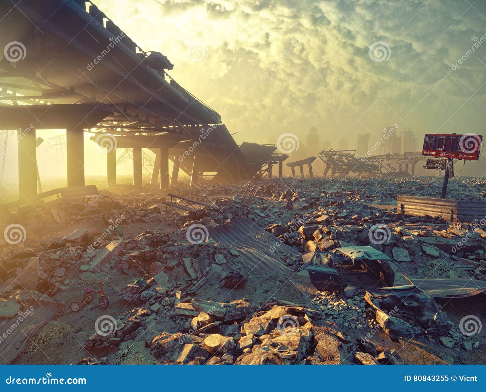 Apocalyptic landscape stock illustration. Illustration of disaster ...