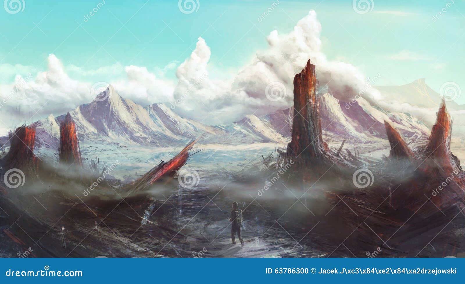Apocalyptic Lost Planet Landscape Concept Art Stock Illustration ...
