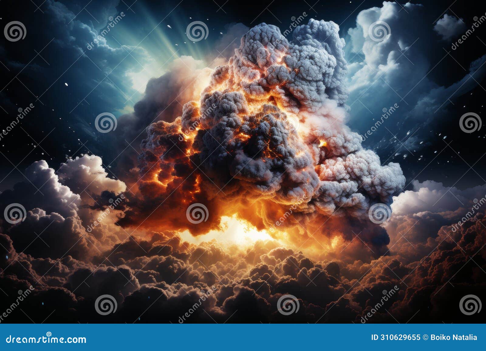 Apocalyptic Nuclear Explosion with Blinding Core and Fiery Edges on ...