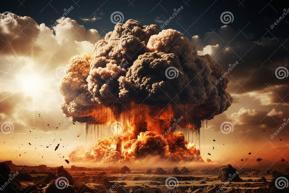 Apocalyptic Nuclear Explosion with Blinding Core and Fiery Edges on ...