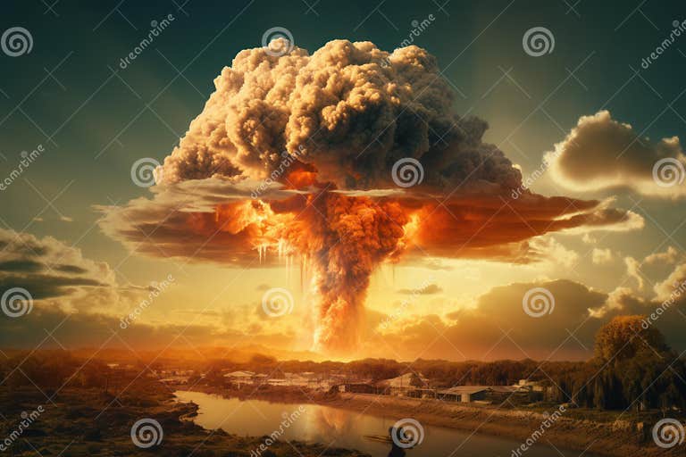 Apocalyptic Nuclear Explosion Dramatic Scene. Generate Ai Stock ...
