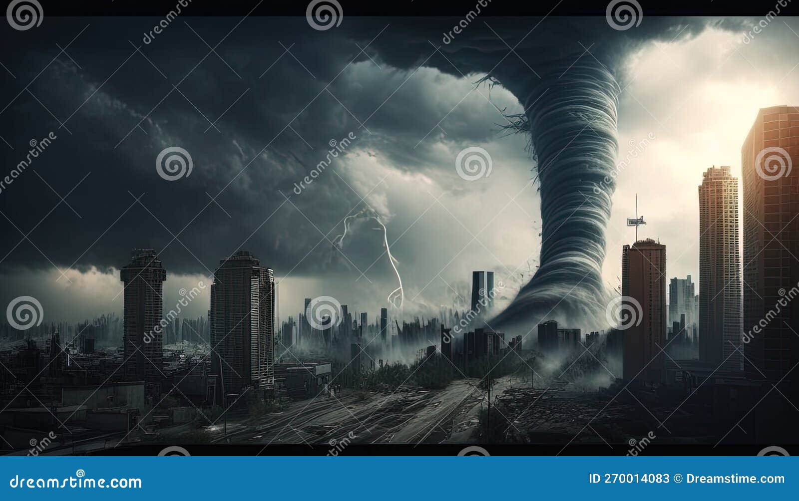 Apocalyptic Scene of City in Tornado S Path, Destructive Force at Its ...