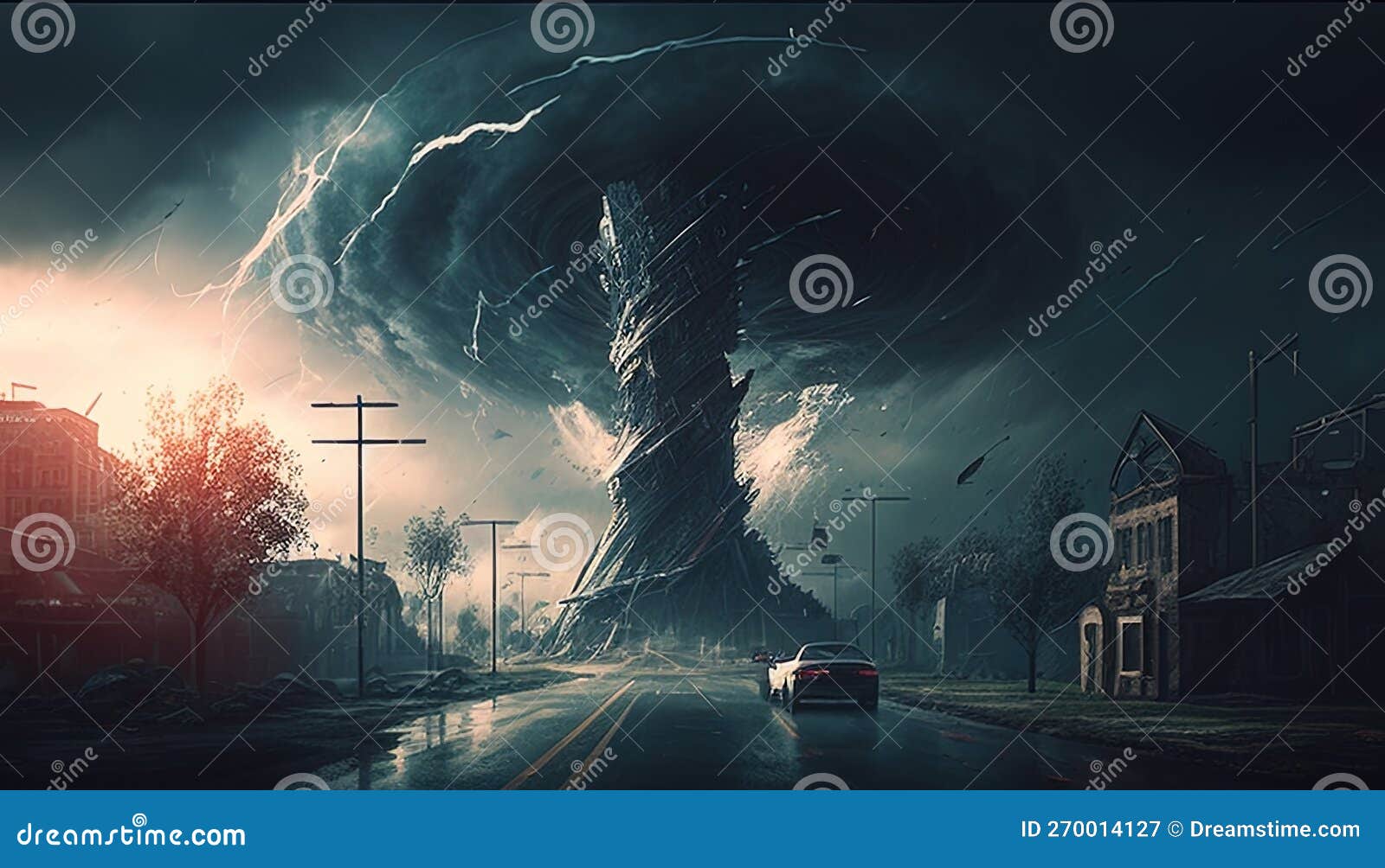 Apocalyptic Scene of City in Tornado S Path, Destructive Force at Its ...
