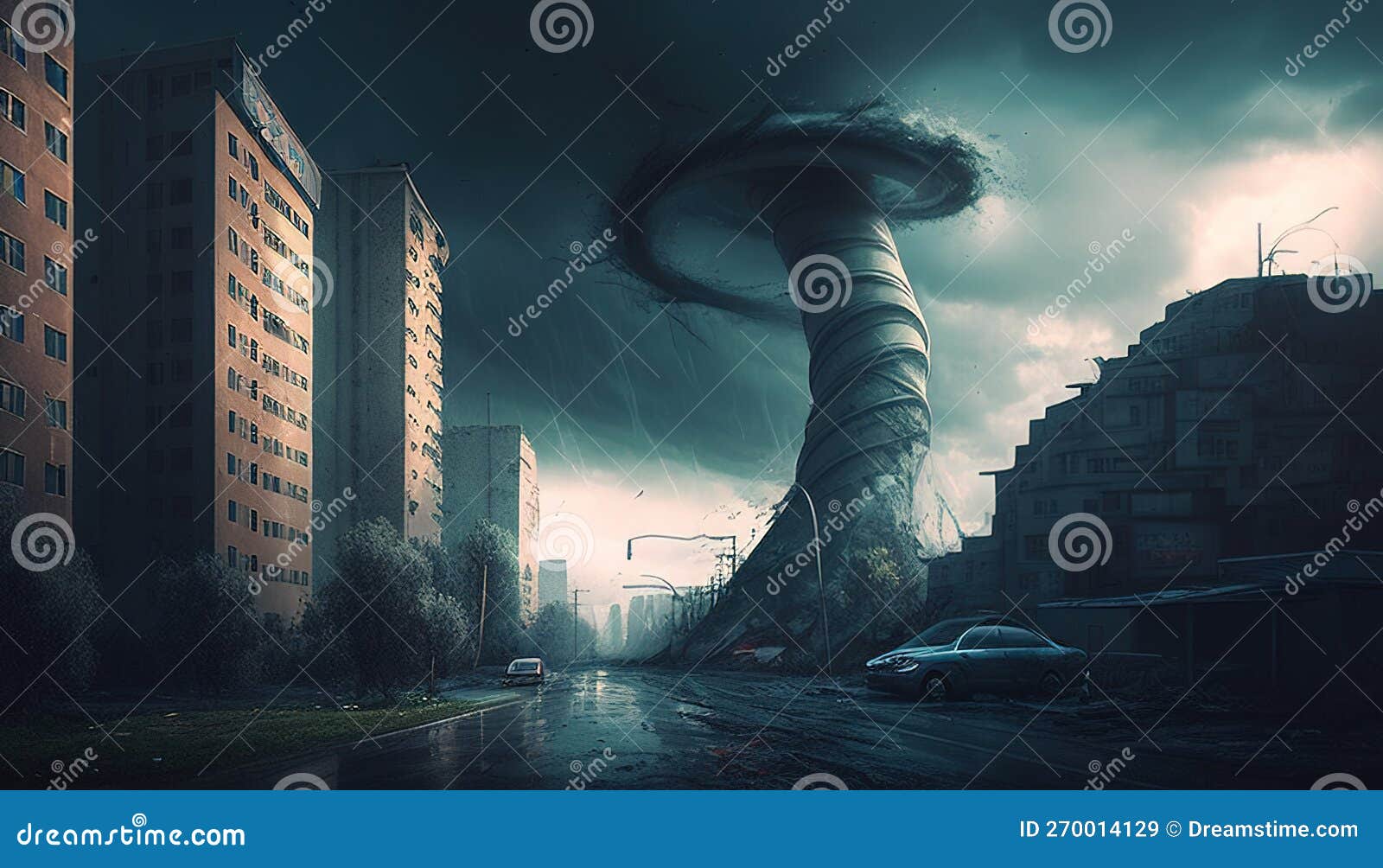 Apocalyptic Scene of City in Tornado S Path, Destructive Force at Its ...