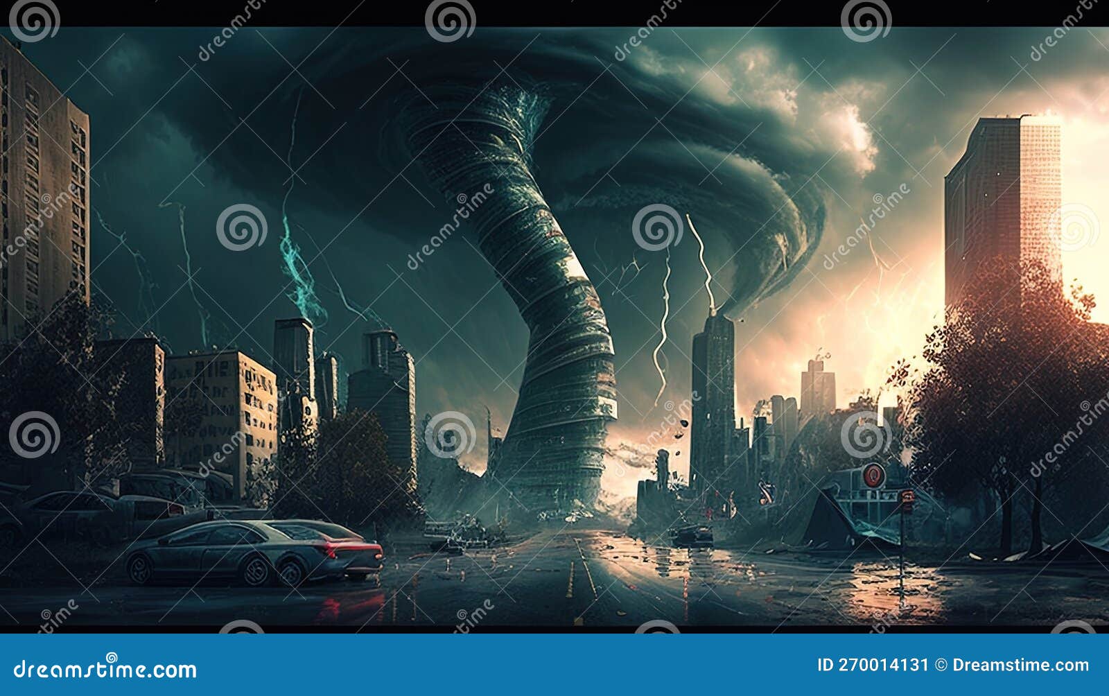 Apocalyptic Scene of City in Tornado S Path, Destructive Force at Its ...