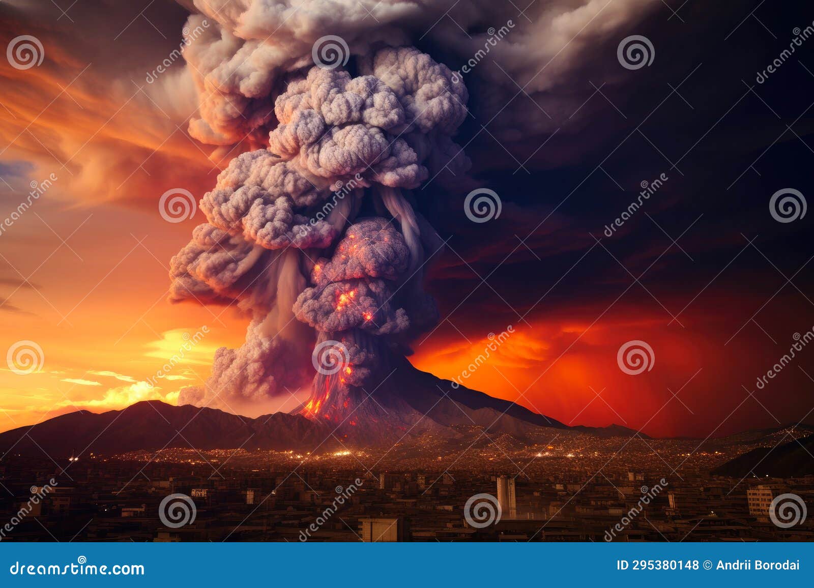 Apocalyptic Scene: Volcanic Outburst Unleashed. Stock Illustration ...
