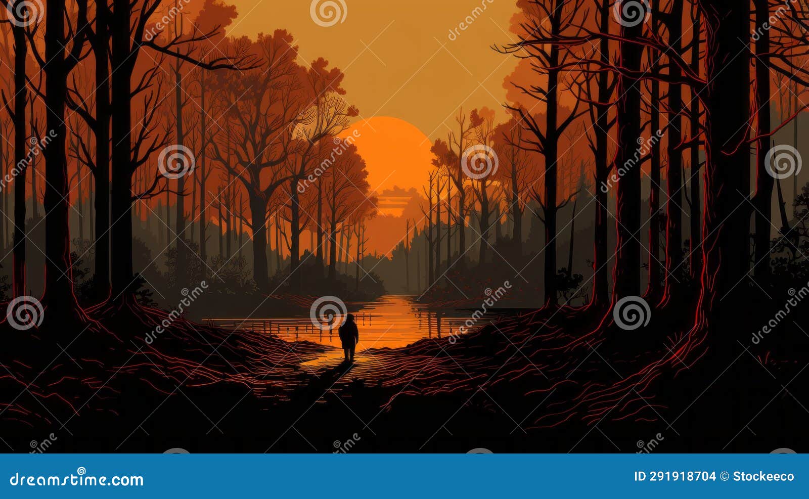 Apocalyptic Sunset: a Detailed Journey through a Distorted Deciduous ...