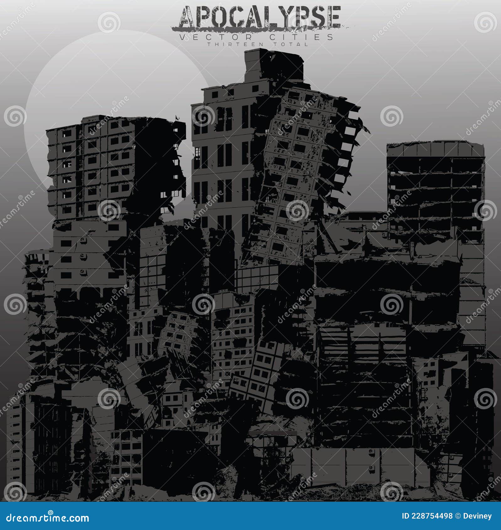 Apocalyptic Vector Illustration of Destroyed City Stock Vector ...