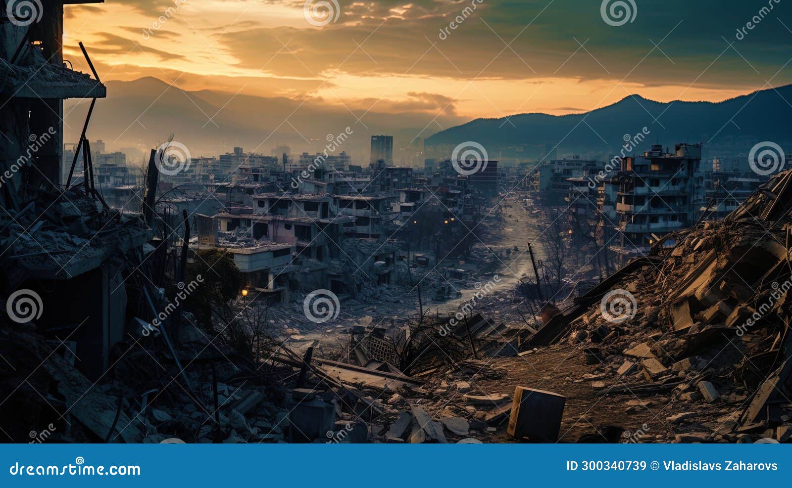 Apocalyptic View: a City in Captivity of a Destructive Earthquake Stock ...