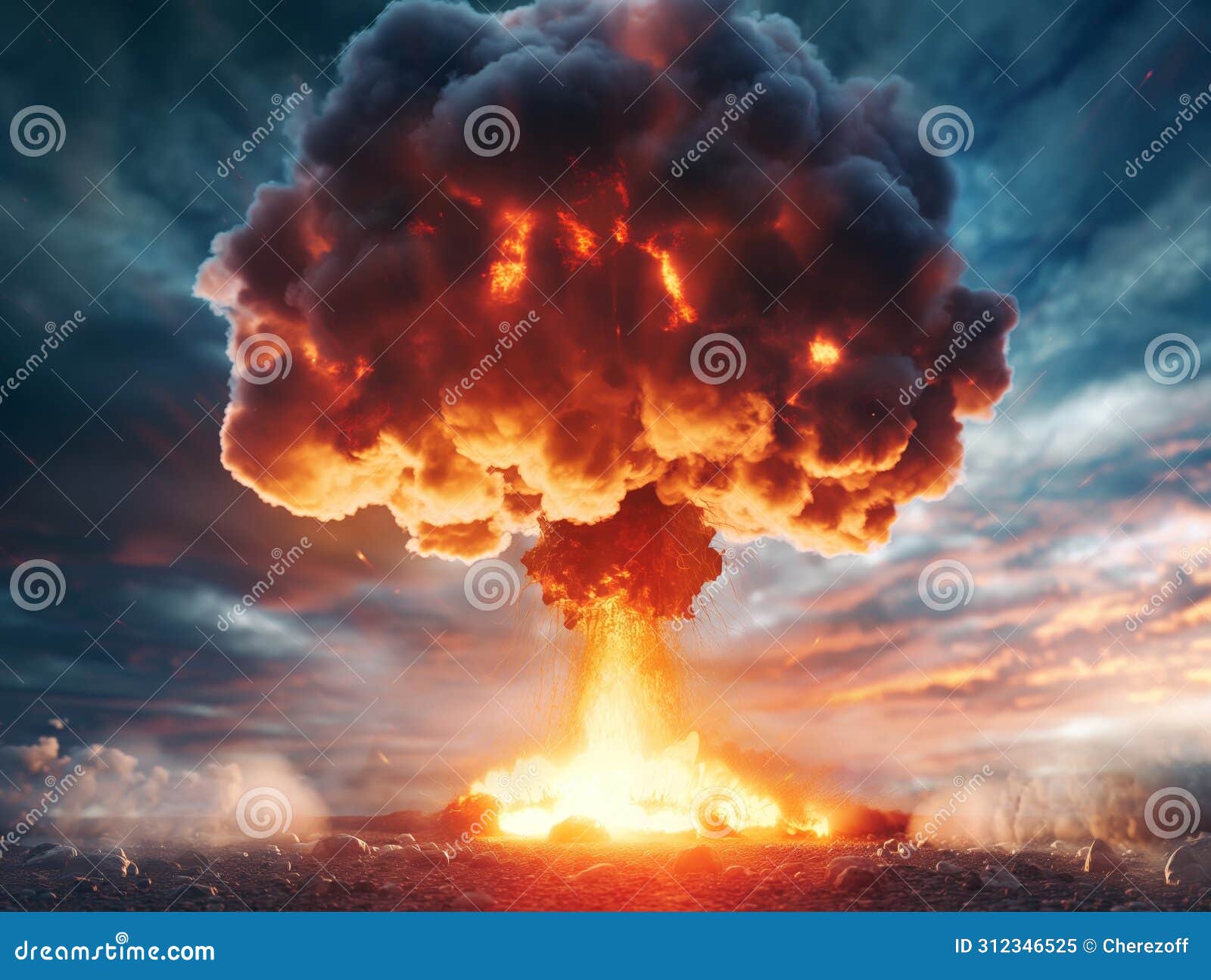 Apocalyptic Volcanic Eruption at Dusk Stock Image - Image of seismic ...