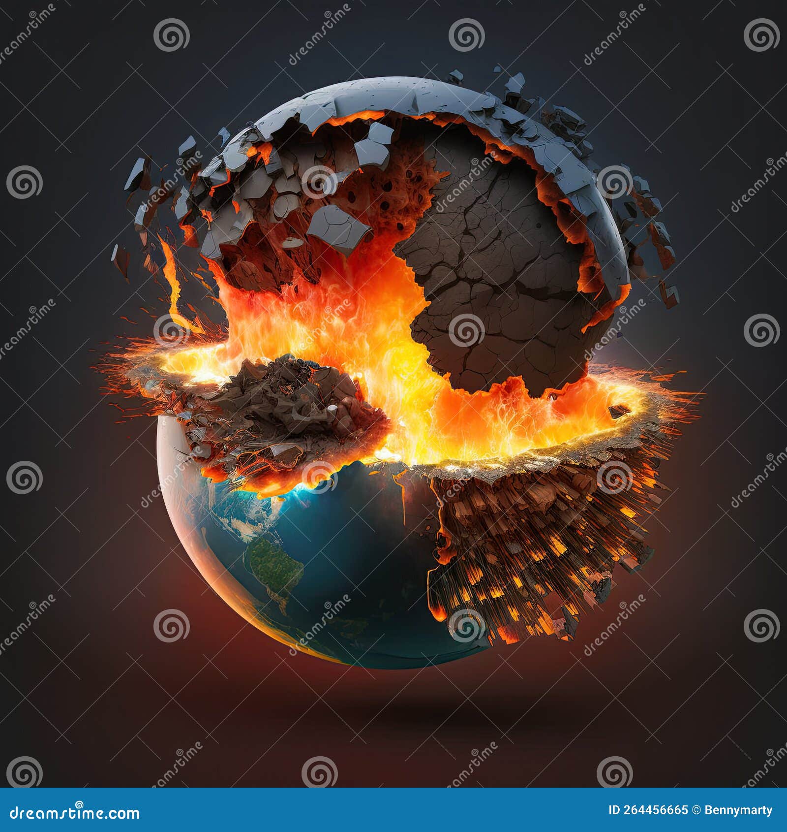 Space View of a Planet Earth Explosion Stock Illustration ...