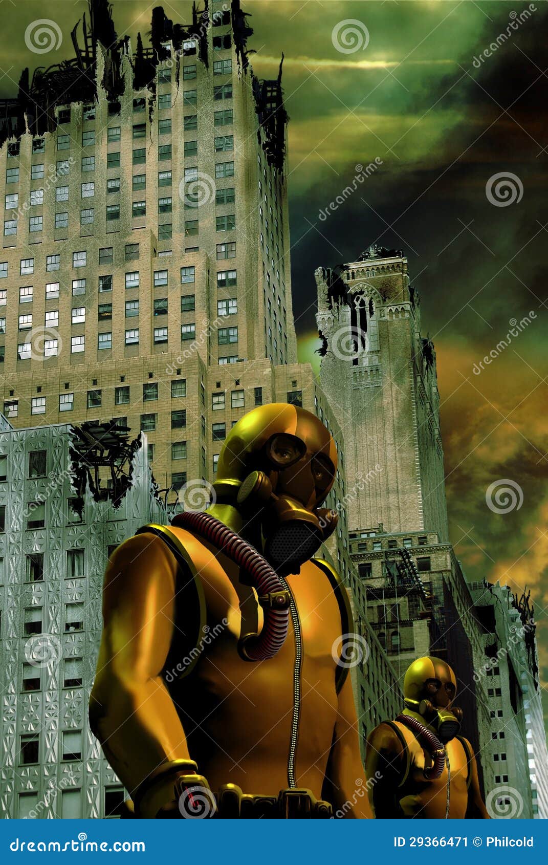 Apocalyptical destruction stock illustration. Illustration of building ...