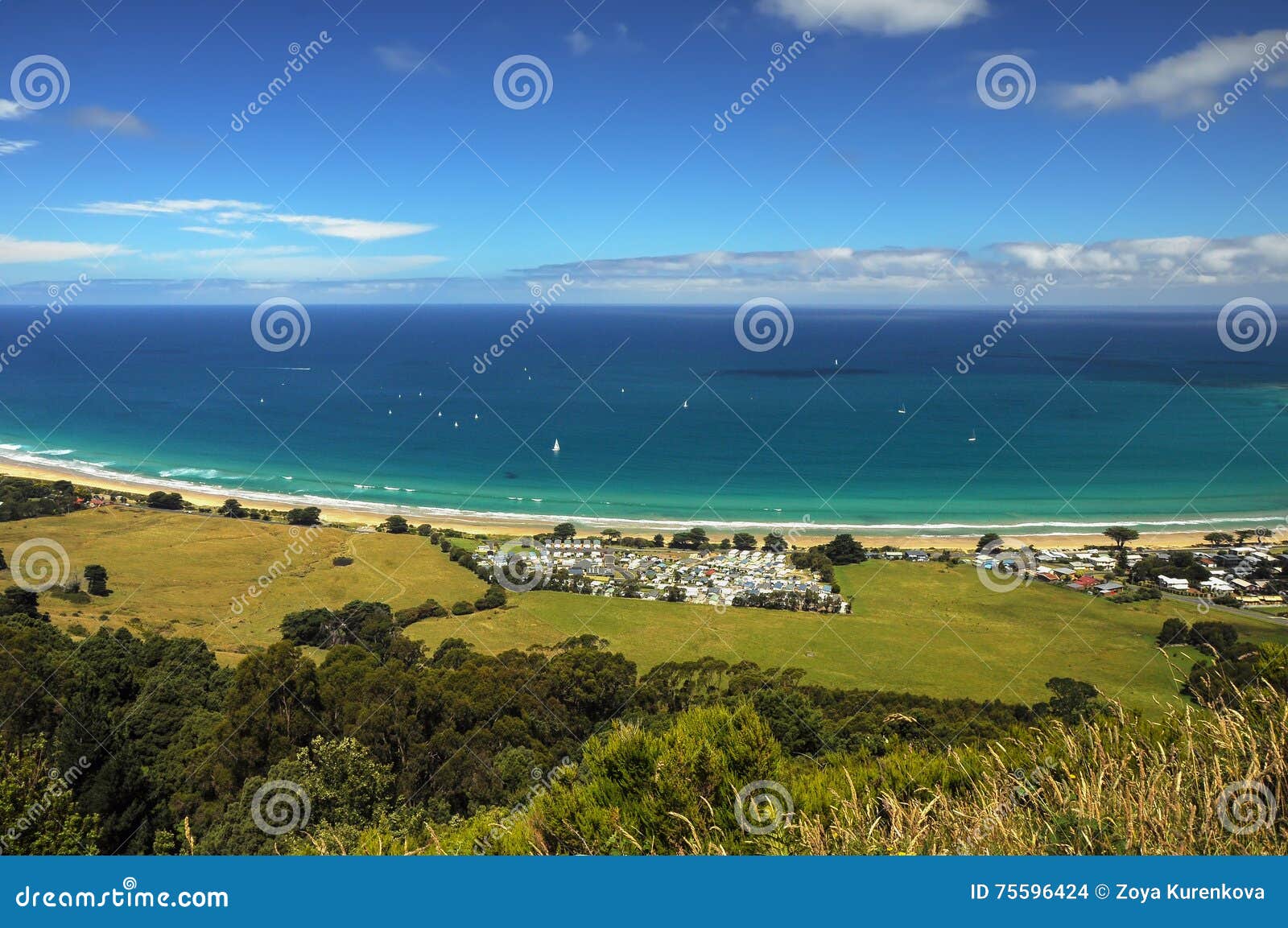 Apollo Bay stock photo. Image of blue, grass, height - 75596424