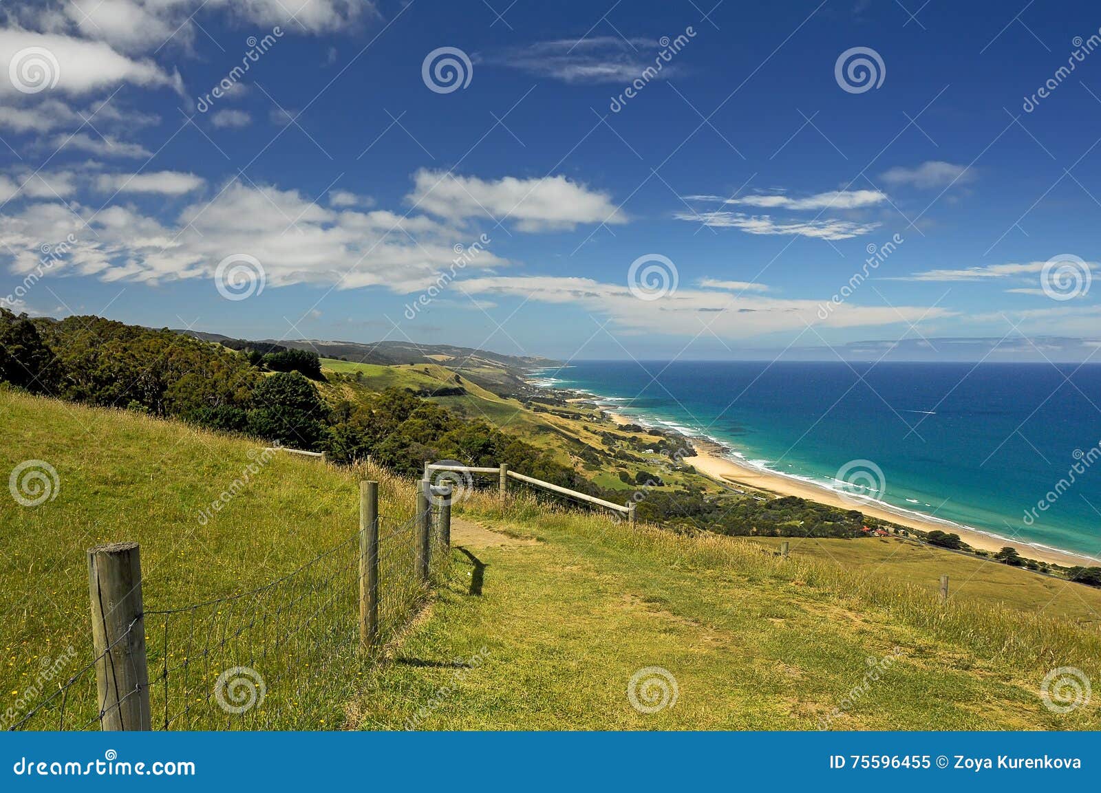 Apollo Bay stock image. Image of homes, travel, turquoise - 75596455