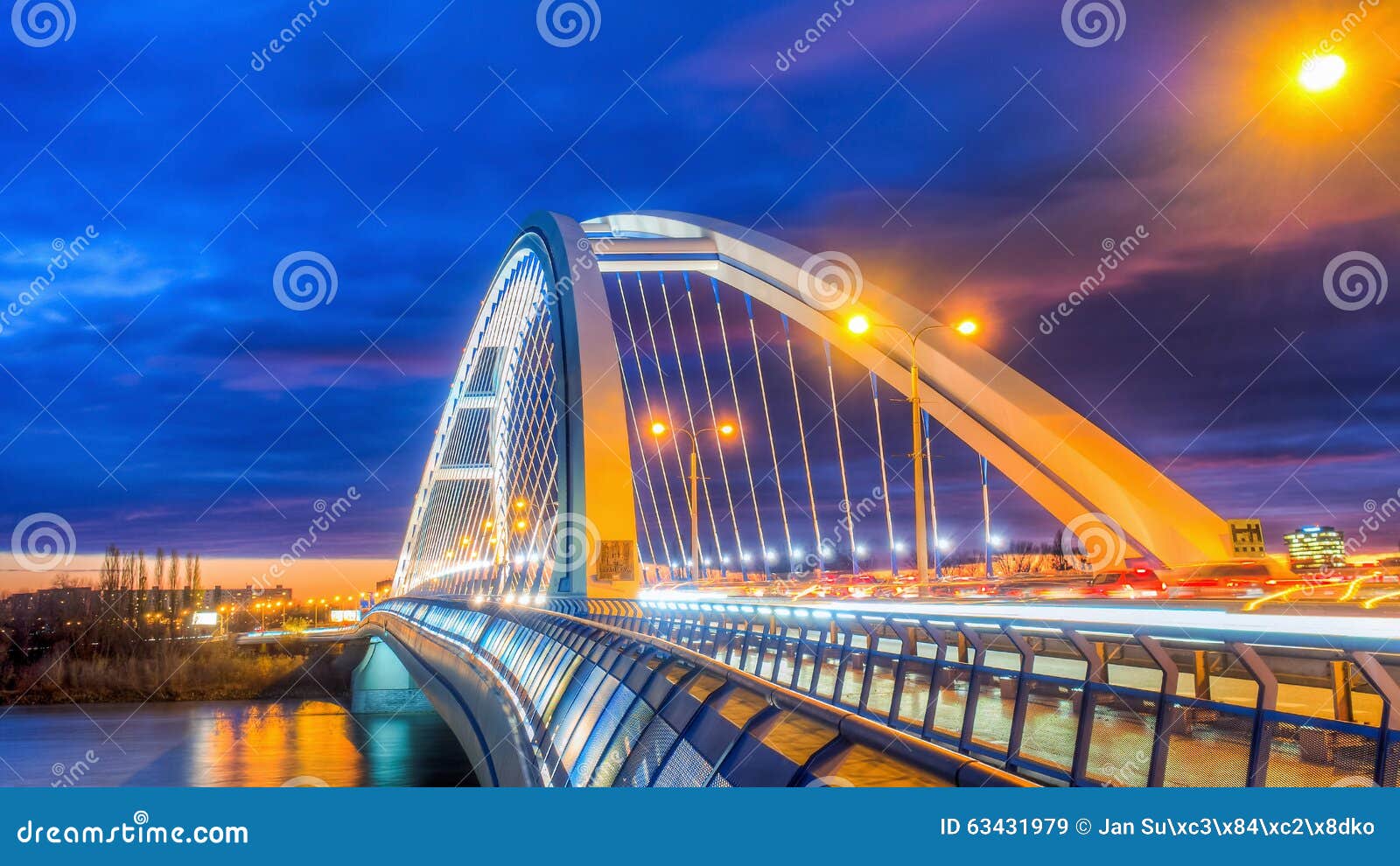 Apollo Bridge in Bratislava, Slovakia with Nice Sunset Stock Image ...